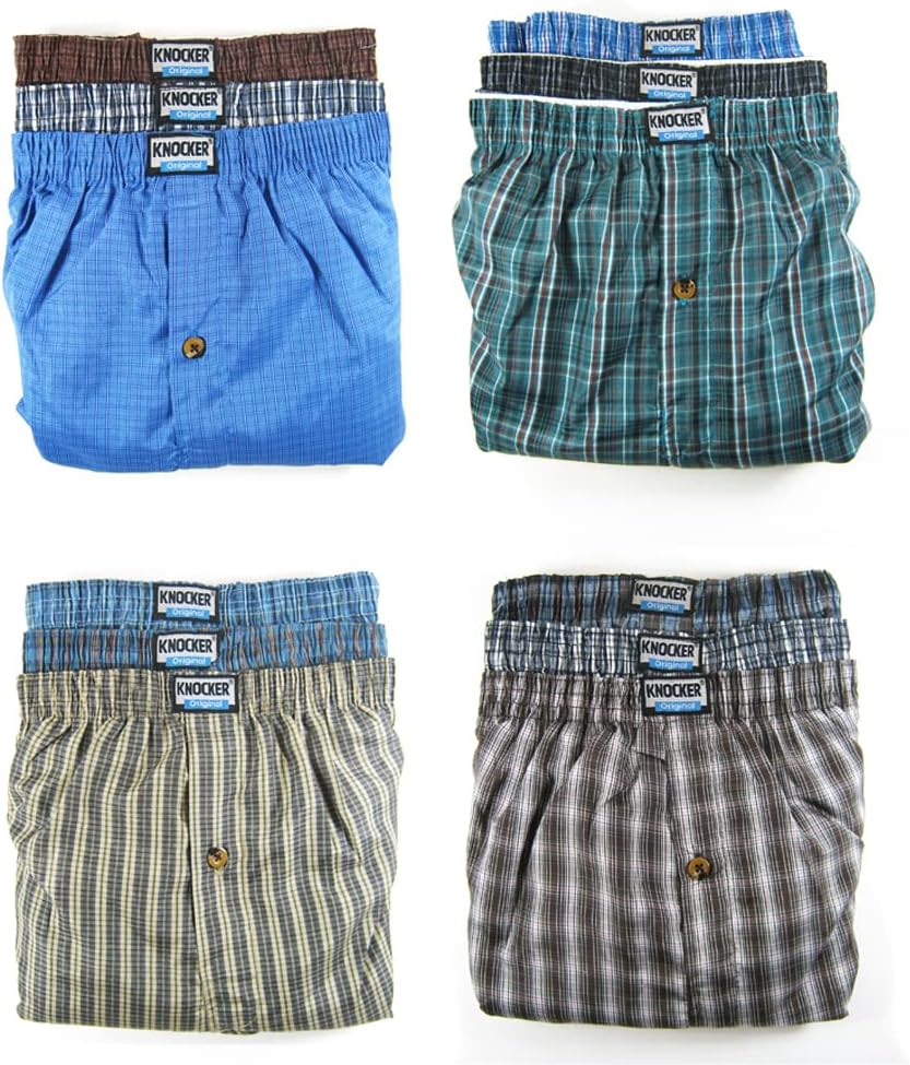 Amazon.com: 3 Men Knocker Boxer Trunk Plaid Shorts Underwear Lot Cotton ...