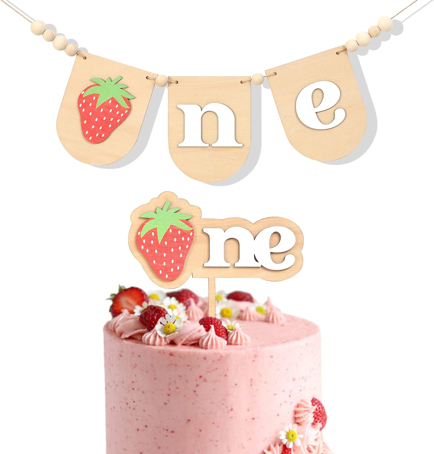 Amazon.com: Girl First/1st Birthday Strawberry Banner Set, Berry Sweet ...