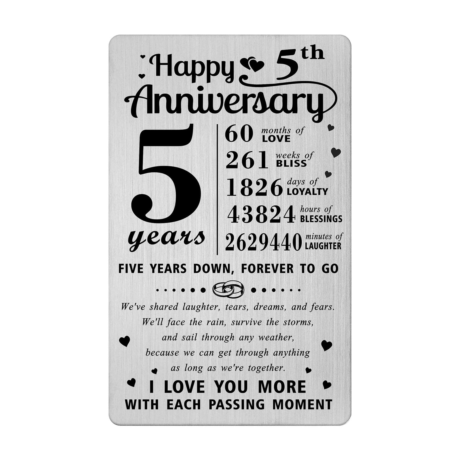 Amazon.com : Richesele 5th Anniversary Card - Happy 5 Year Wedding ...