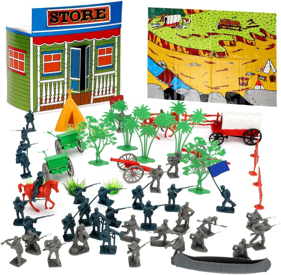 Amazon.com: ViiKONDO Army Men Toy Soldier Union vs Confederate Plastic ...