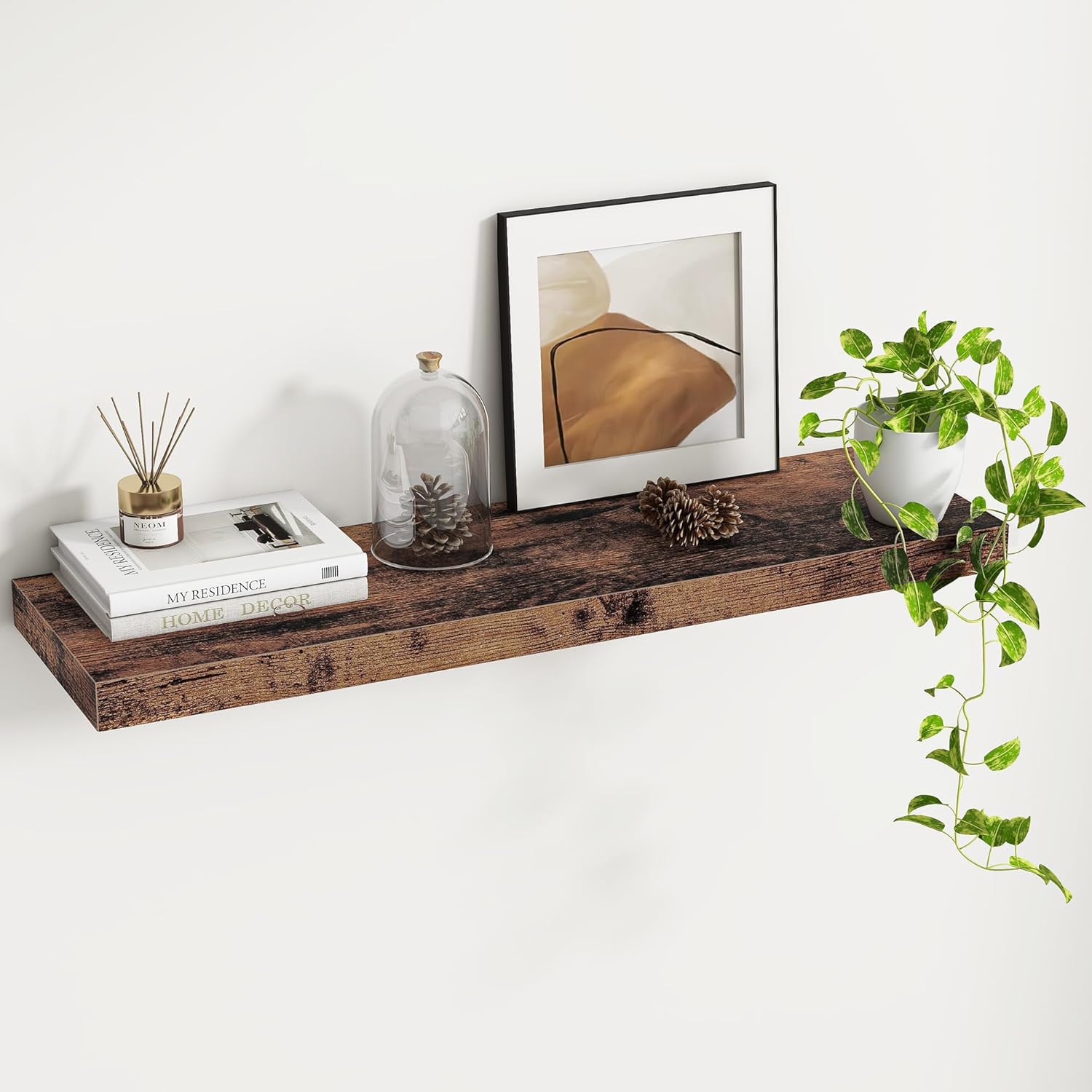 Amazon.com: Fun Memories 36 Inch Floating Shelves - Rustic Wooden ...