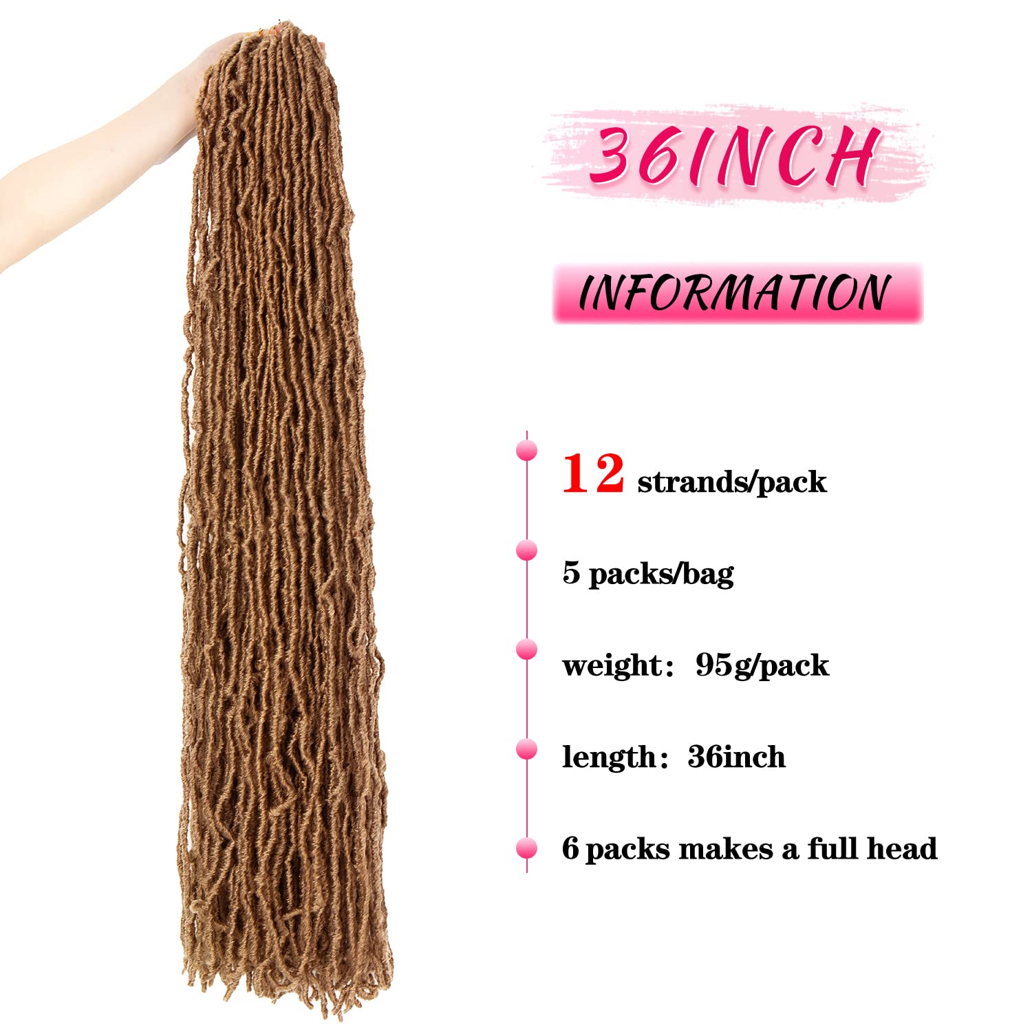 New Faux Locs 36 Inch Crochet Hair New Soft Locs 5 Packs/Lot Curly Wavy ...