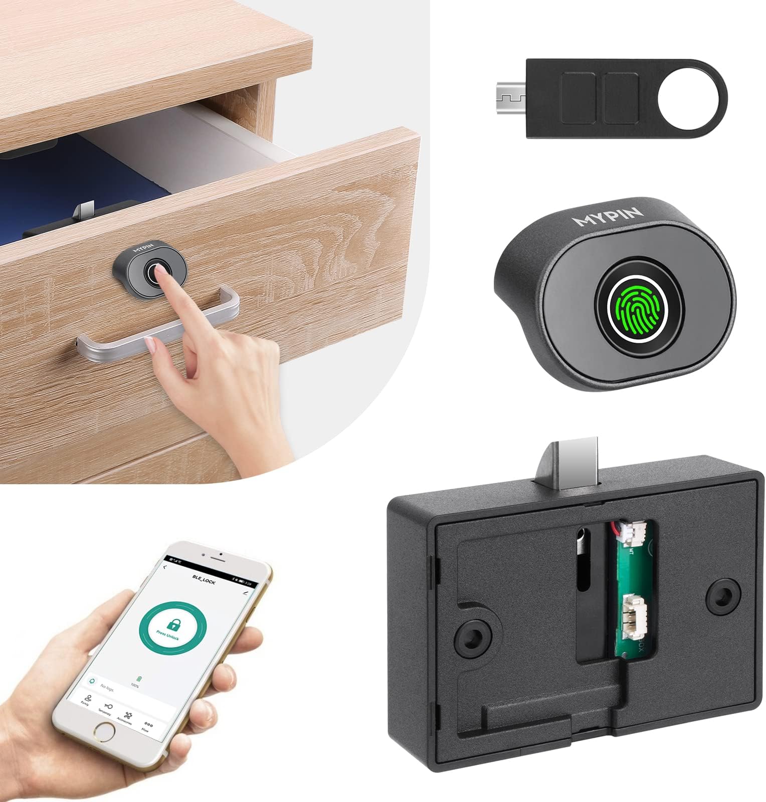 RFID Electronic Cabinet Lock, Hidden NFC Locks for Cabinet Cupboard ...