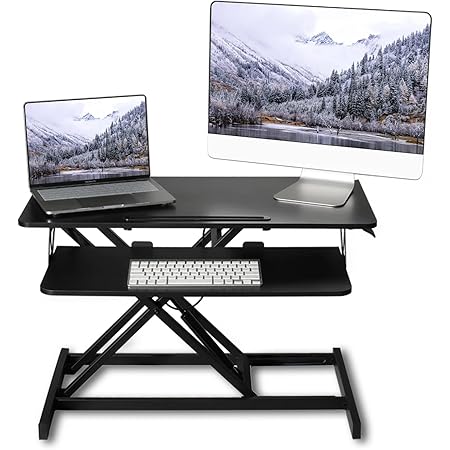 ERGOMAKER Bureau d'Ordinateur Réglable en Hauteur, 32" Poste de Travail Assis Debout, Station de ...