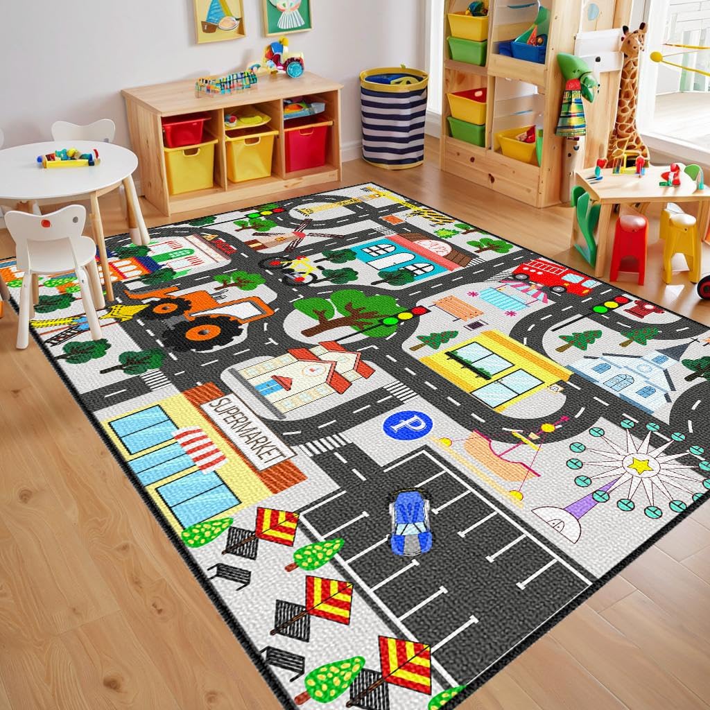 Amazon.com: Kids Carpet for Bedroom - Car Rug 5x7 Feet, Kid Educational ...
