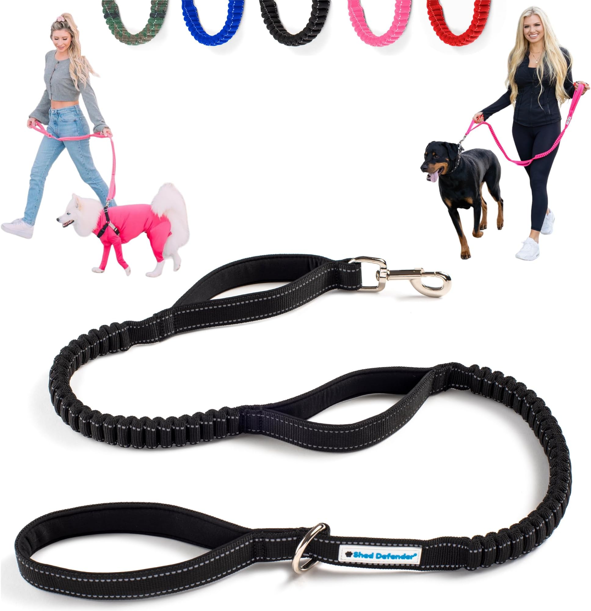 Amazon.com : Dog Leash, 5-7 FT Heavy Duty Bungee Dog Leash, Double ...