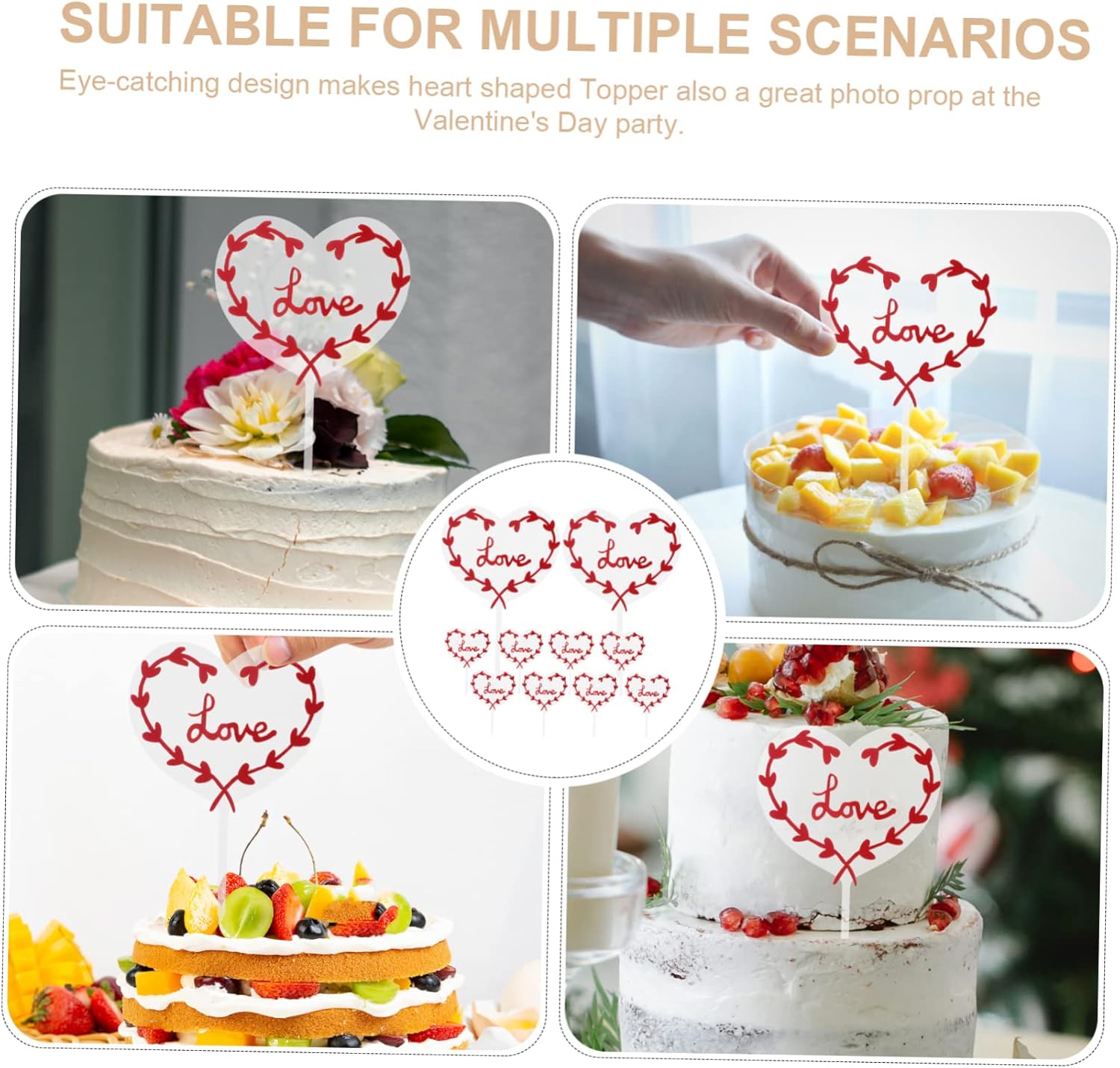 Gadpiparty 30 Pcs Valentine’s Day Cake Inserts Valentine Cake Toppers ...