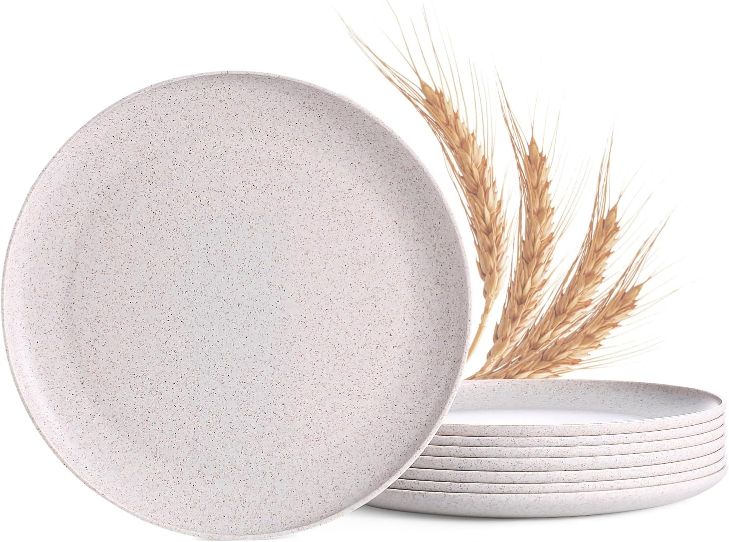 MISS BIG 10 inches Wheat Straw Plates,Plastic Plates Set of 8,Extra ...