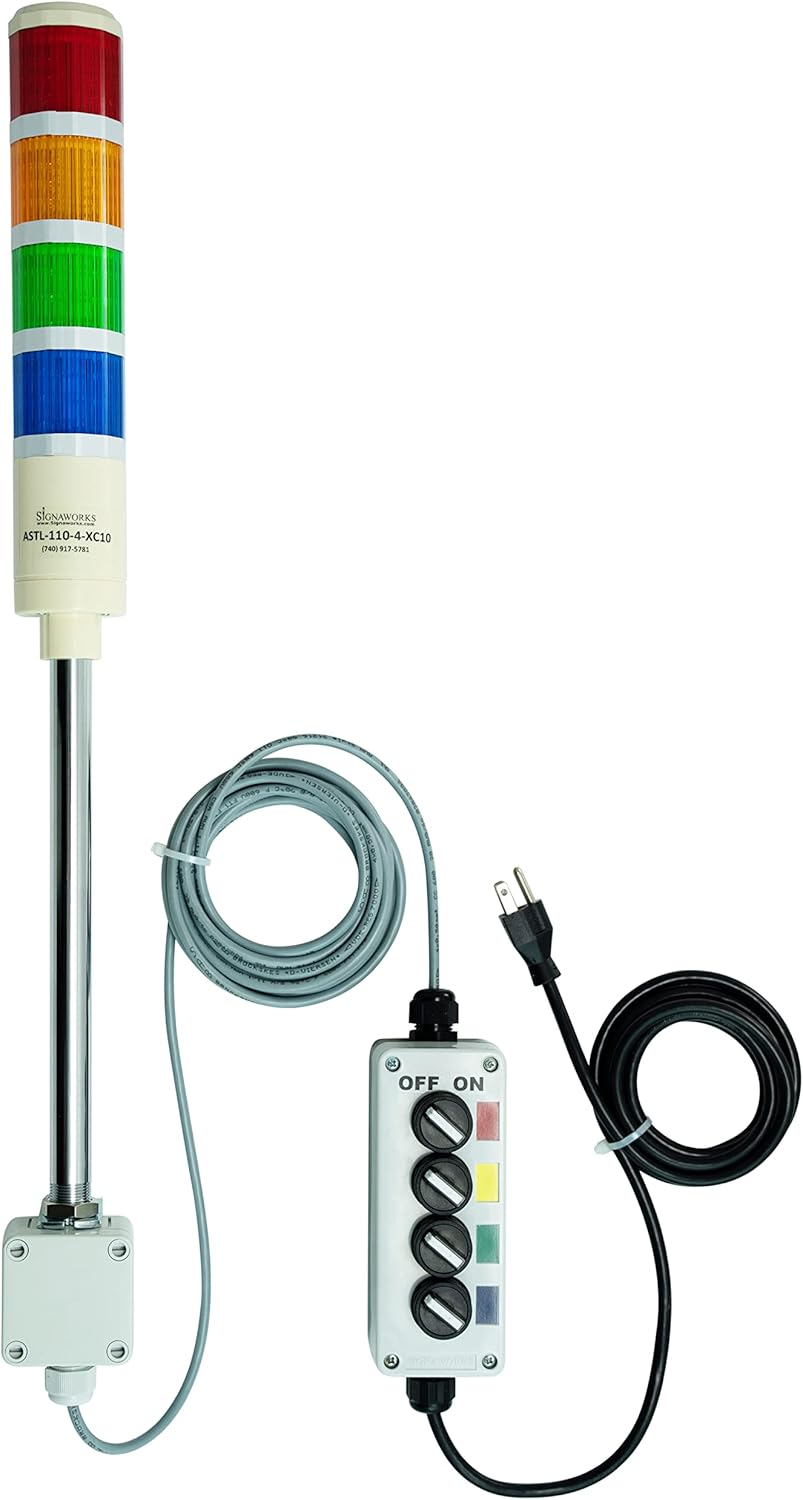 Amazon.com: Signaworks 4 Stack Super Bright LED Andon Tower Light Red ...