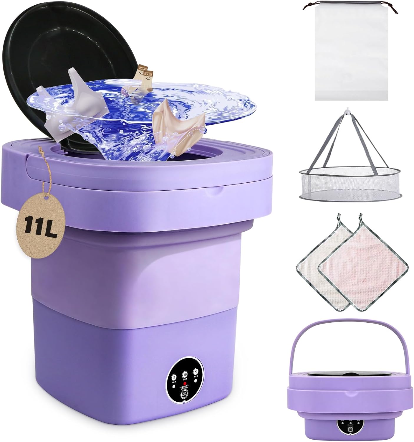 Amazon.com: Portable Washing Machine,11L Mini Portable Washer With 3 Modes Deep Cleaning,Folding ...