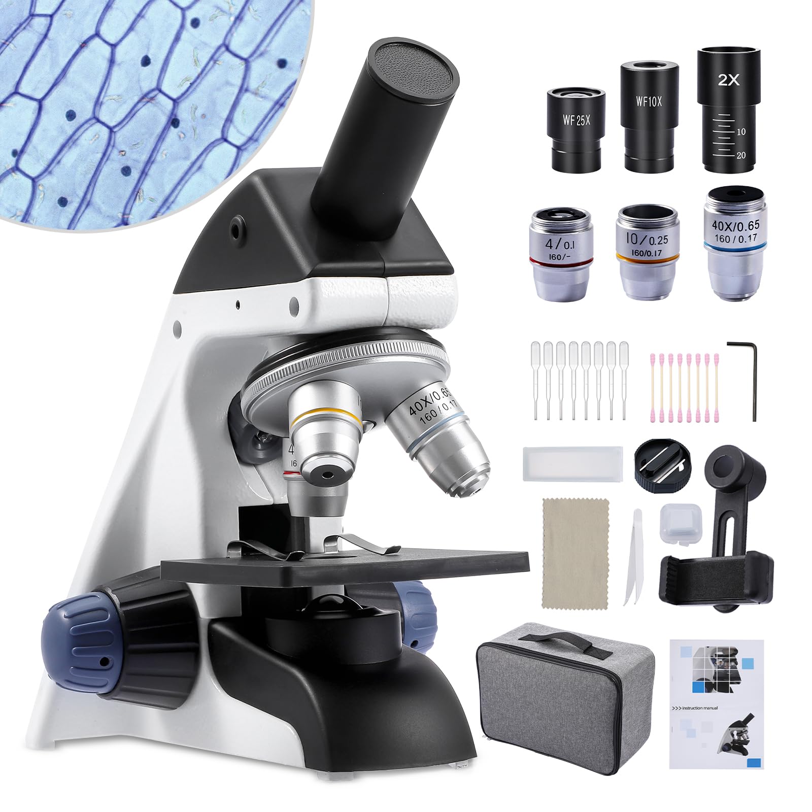 Amazon.com: eLabPal Microscope for Adults Kids, 40X-2000X Compound ...