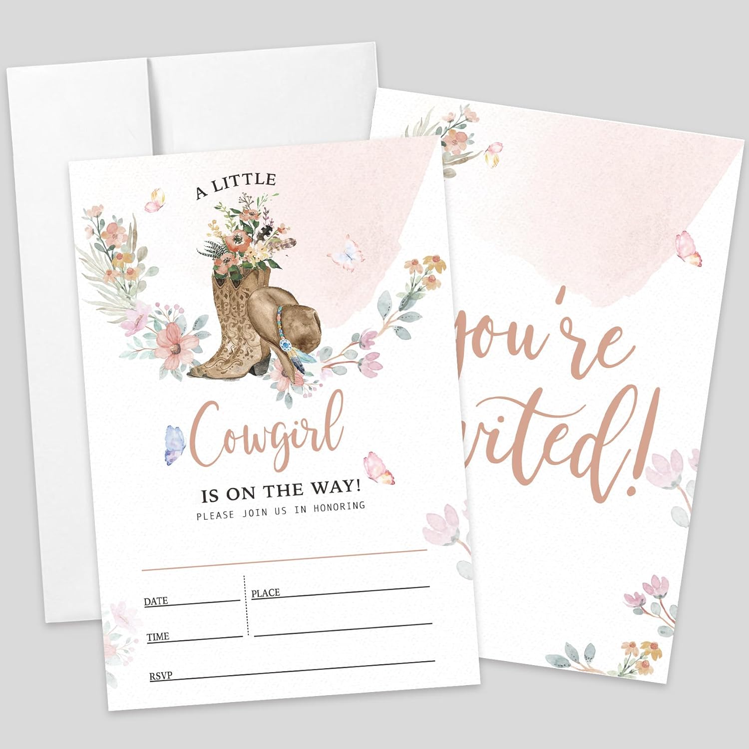 Amazon.com : AEHIE 20 Sets Baby Shower Shaped Fill-In Invitations With ...