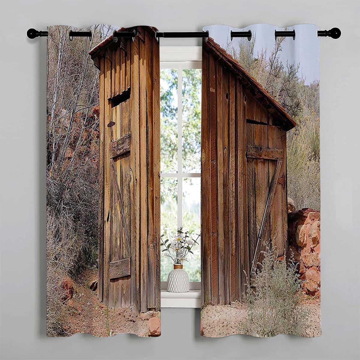 Amazon.com: YANFENQI Blackout Curtains for Bedroom Windows Outhouse ...