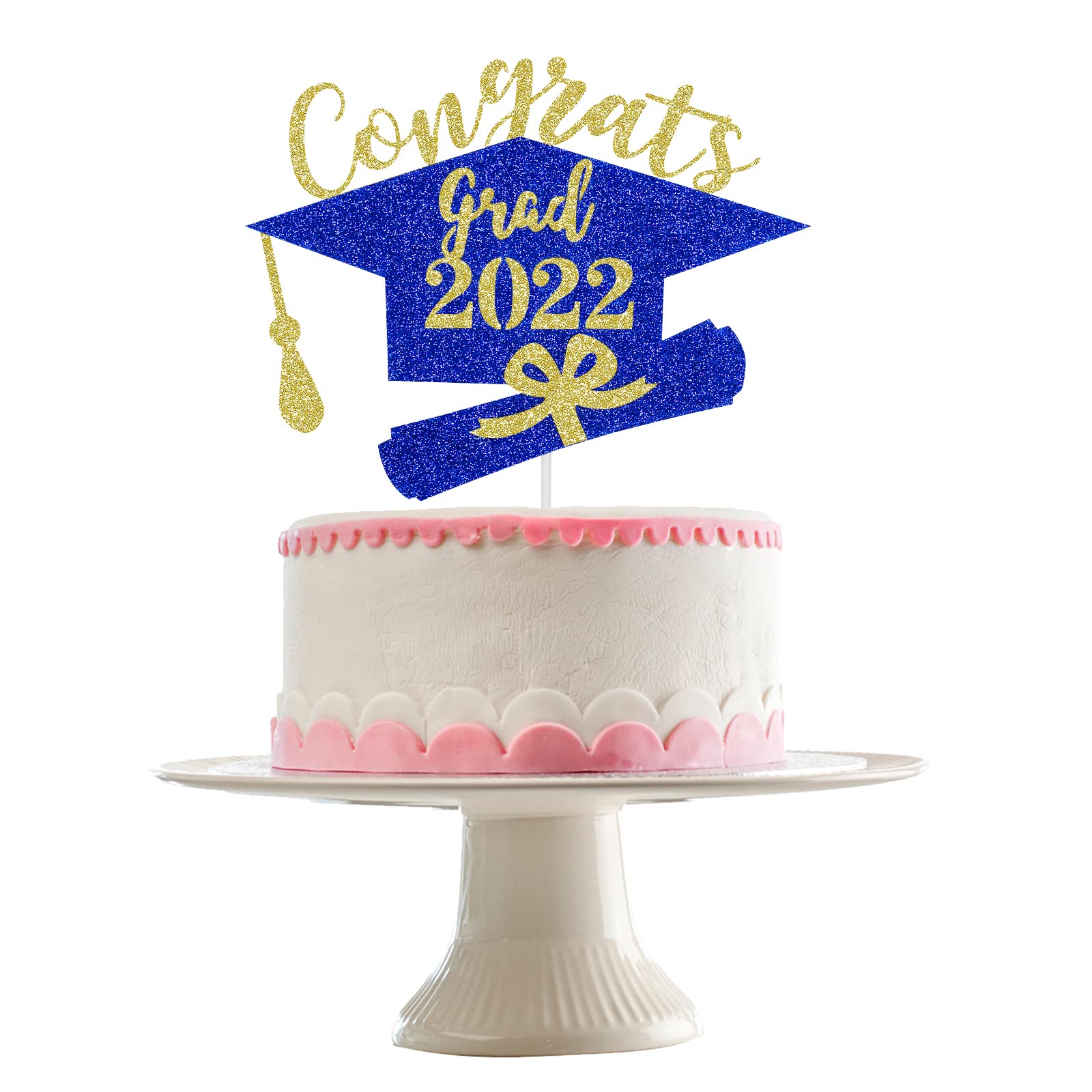 Buy Congrats Grad 2022 Cake Topper Blue and Gold Glitter- Blue and Gold ...
