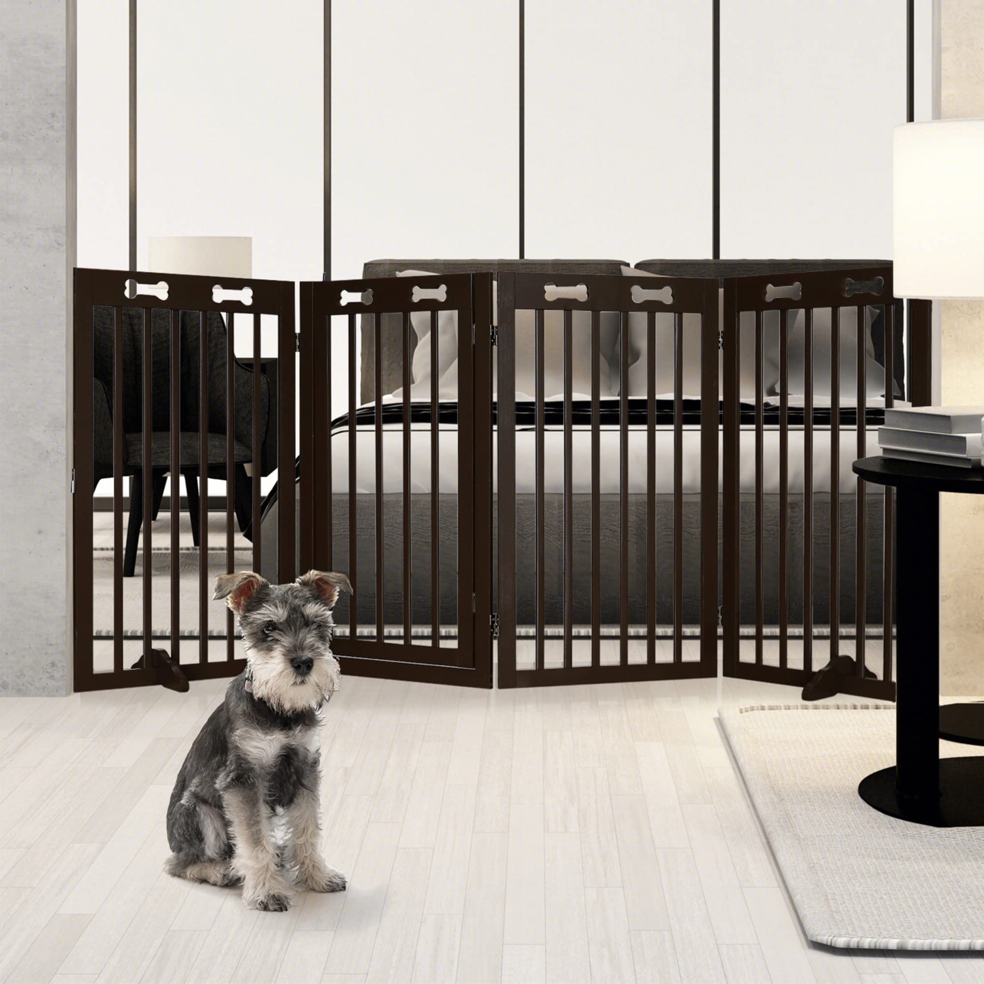 KOOPRO Wooden Dog Gate Freestanding Pet Gate for the House,Dog Fence ...