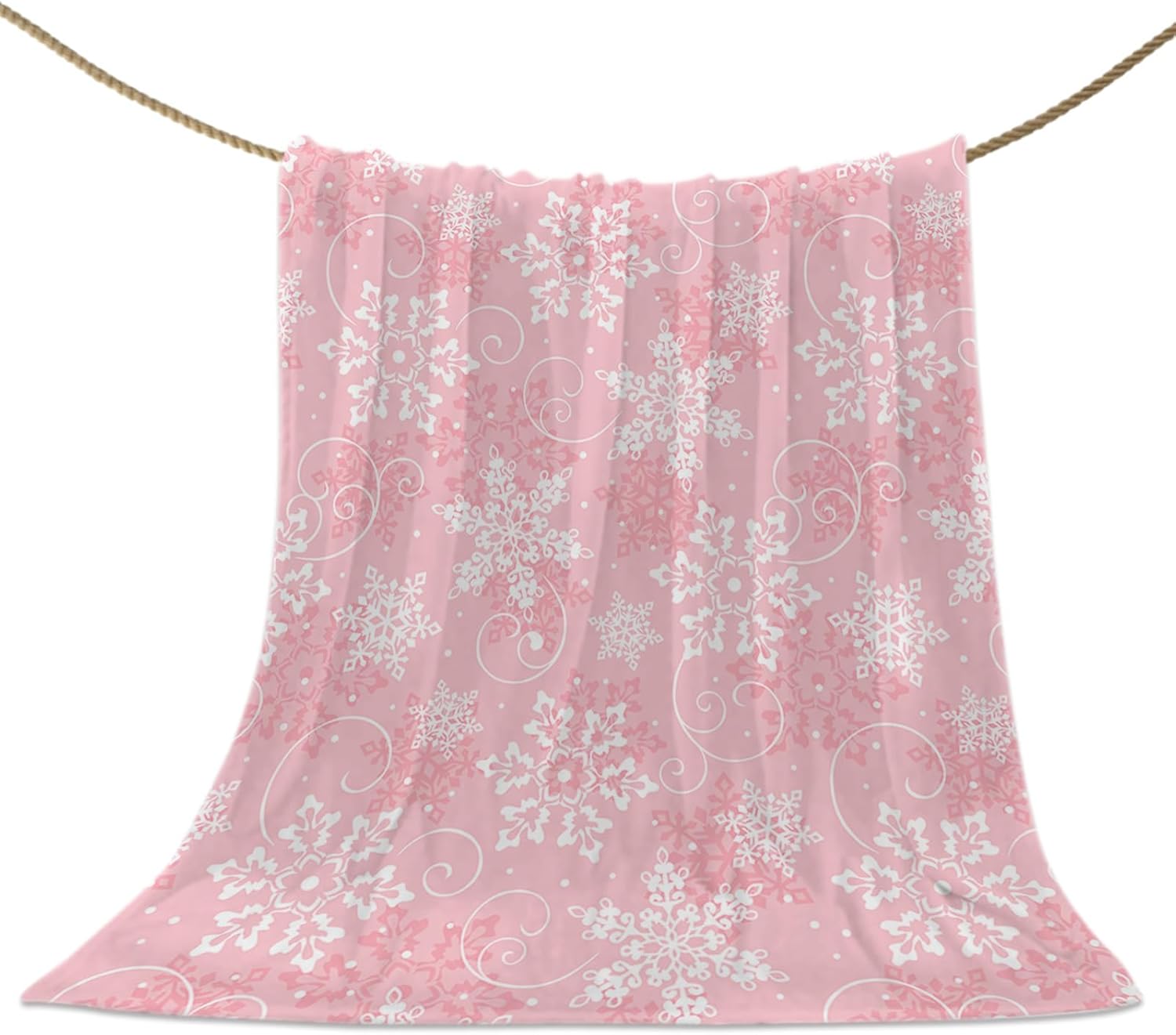 Amazon.com: Christmas Throw Blankets, Pink White Snowflakes Pattern ...