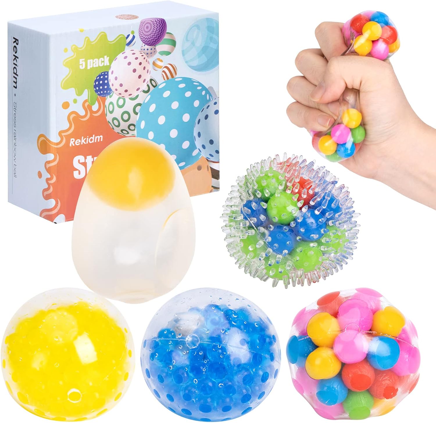 Dorkis Paquete de 5 Bolas de Juguete para Apretar, Juguete Antiestrés ...