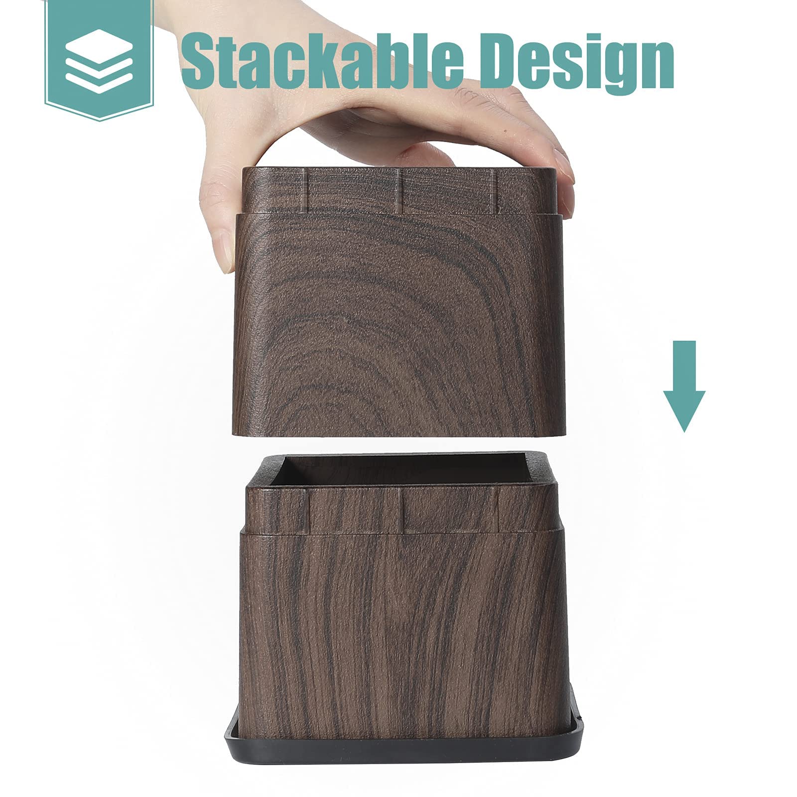 MEETWARM 3 inch Bed Risers Heavy Duty Stackable Furniture Risers for ...