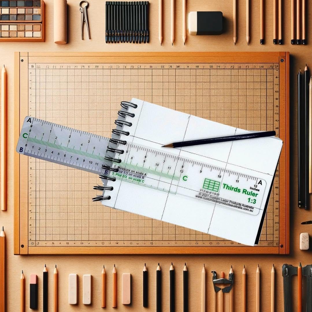 Snapklik.com : 12 Inch Flexible No-Math Rule Of Thirds Clear Plastic ...