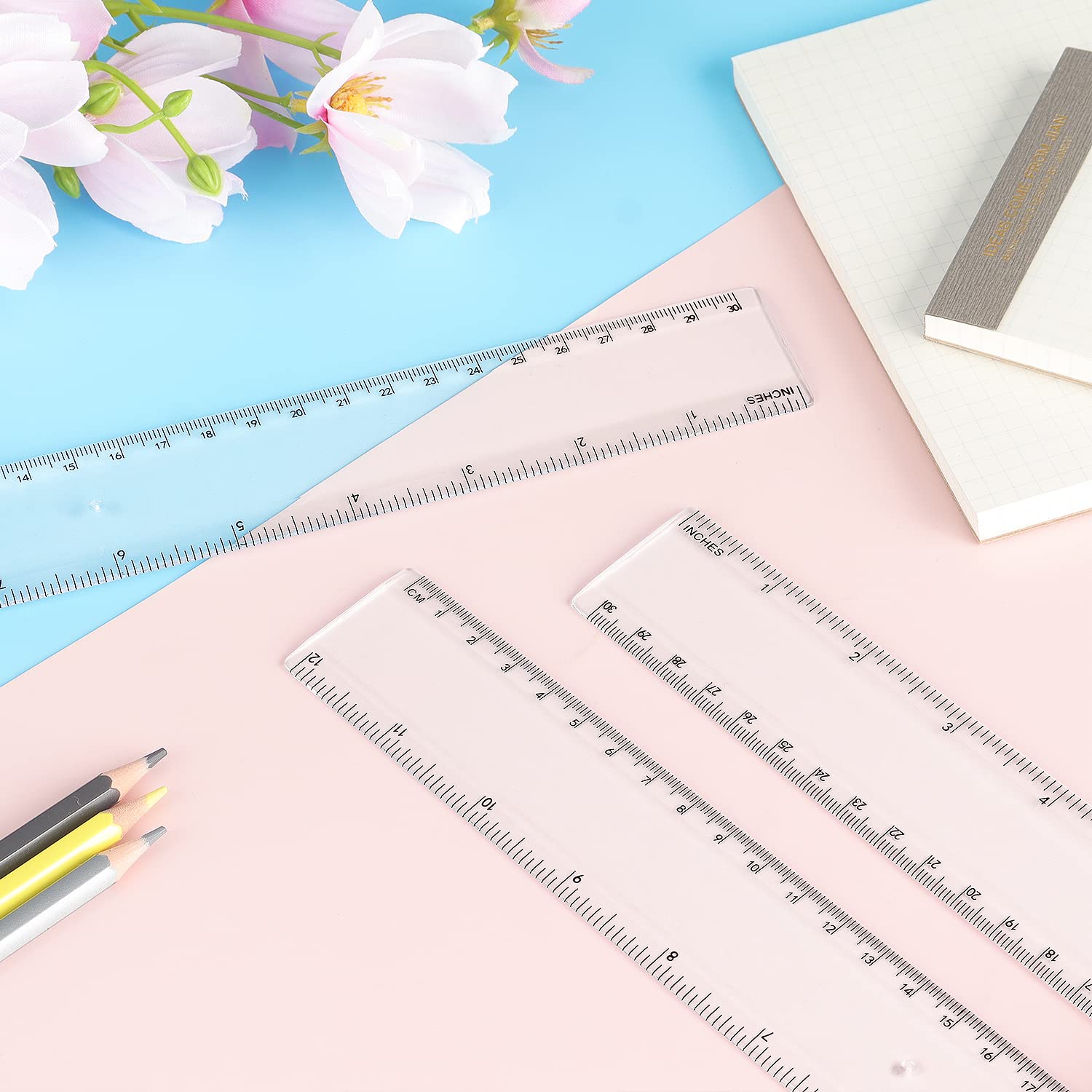 Snapklik.com : Clear Plastic Straight Ruler Set - 12 Inch Ruler