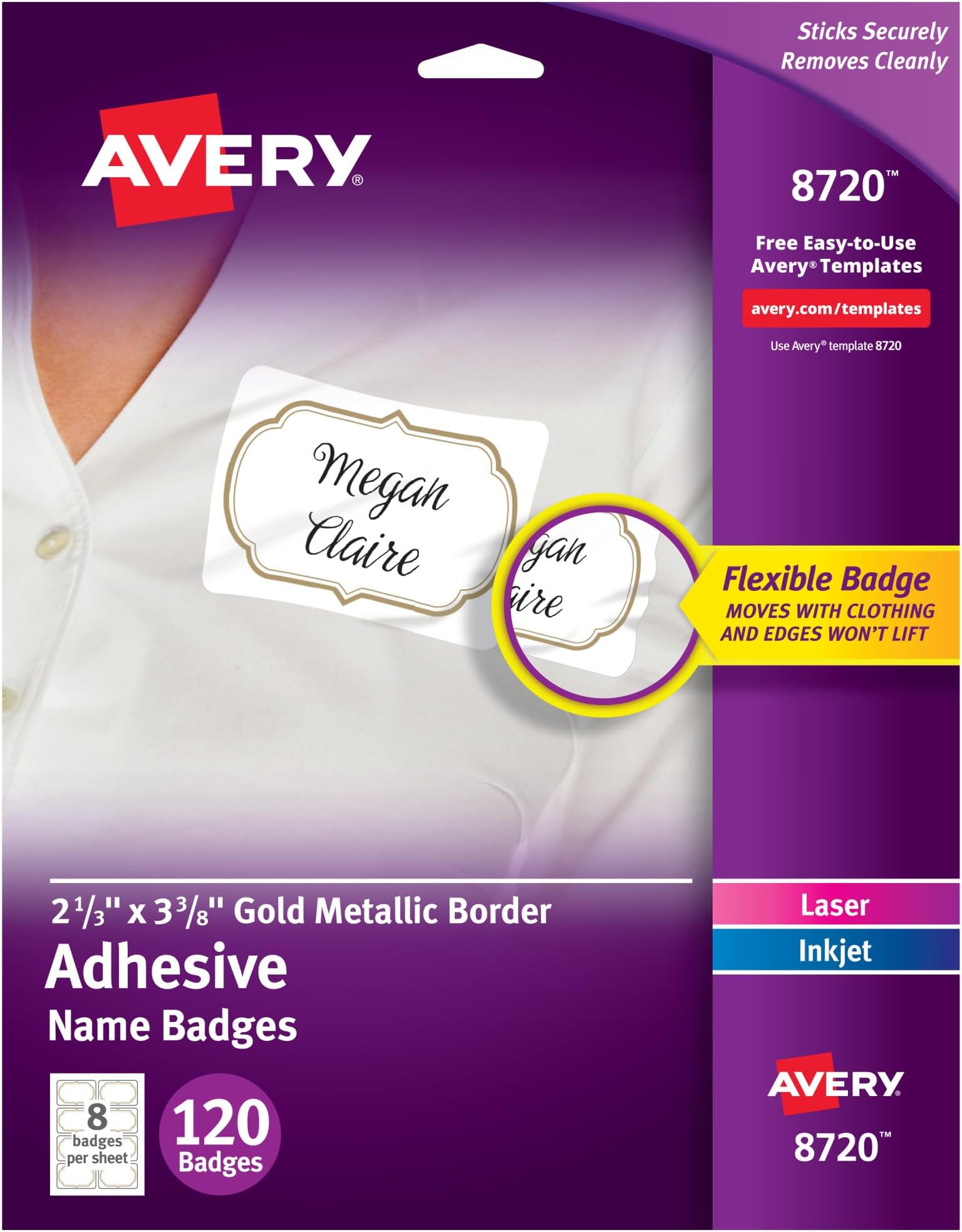 Amazon.com : Avery Flexible Printable Name Tags, 2-1/3" x 3-3/8", White ...