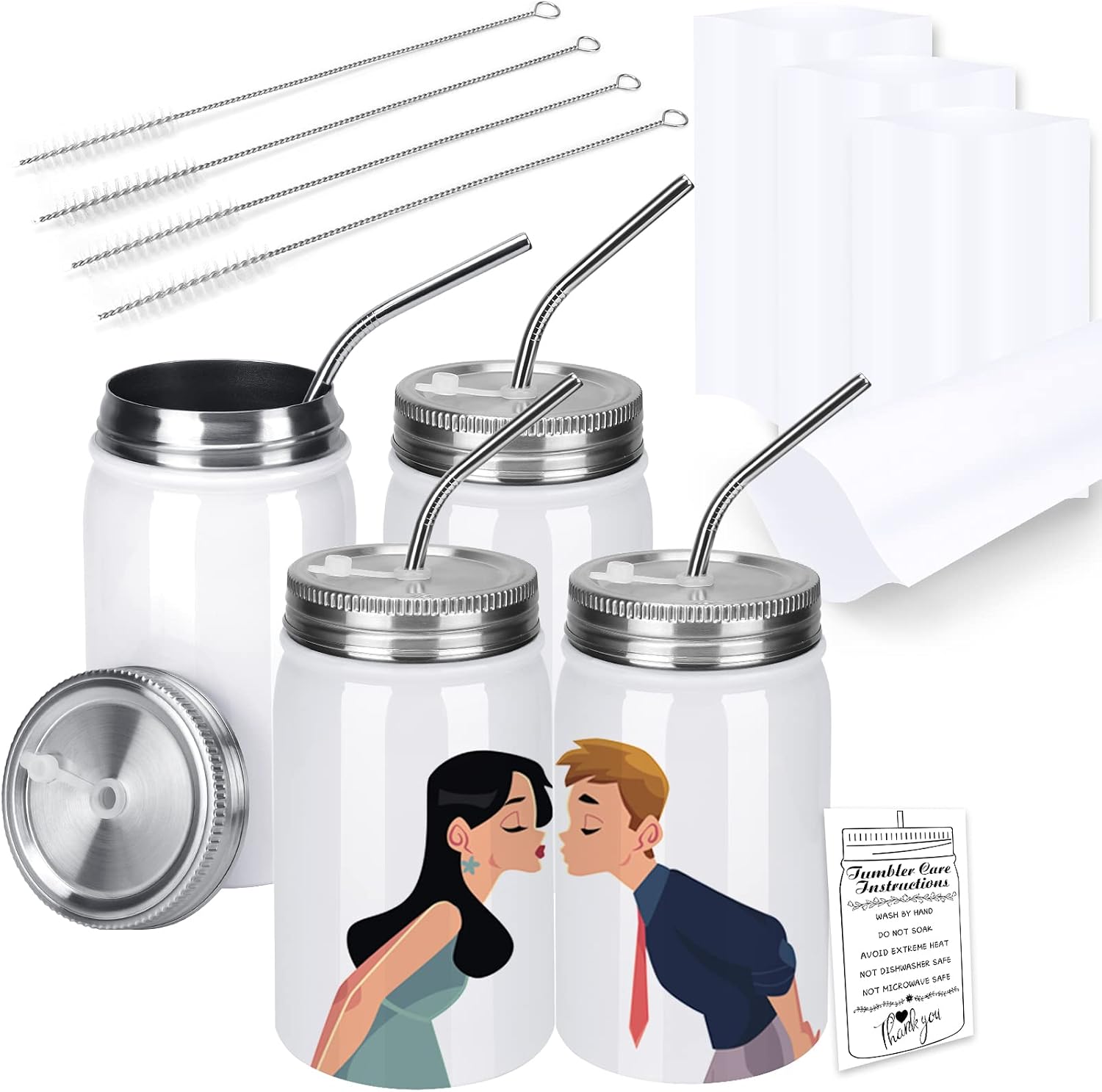 Amazon.com: 4 Pack Sublimation Blanks Tumblers 17 OZ Wide Mouth ...