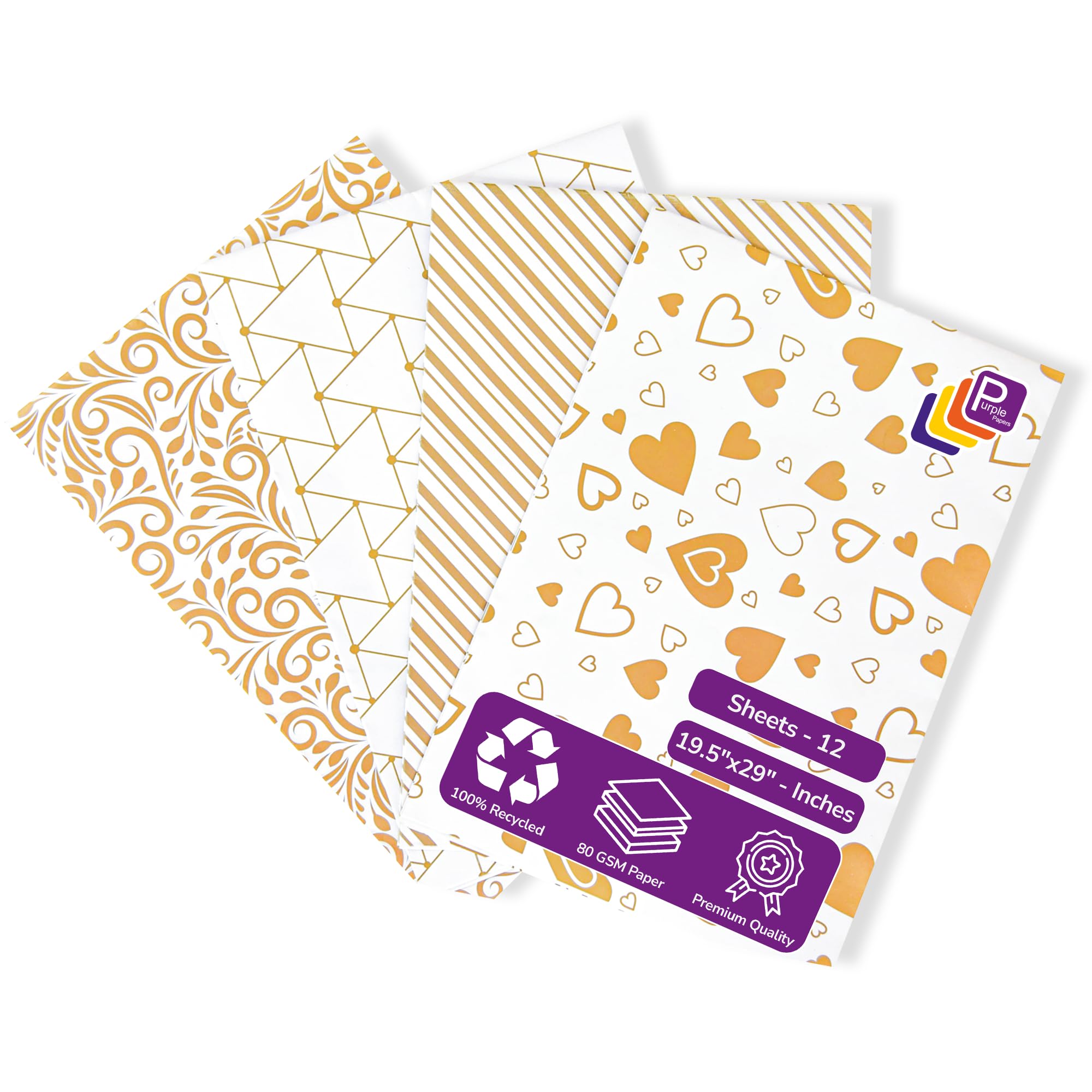 Amazon.com: Purple Papers Birthday Wrapping Paper Sheet 19.5 inch x 29 ...