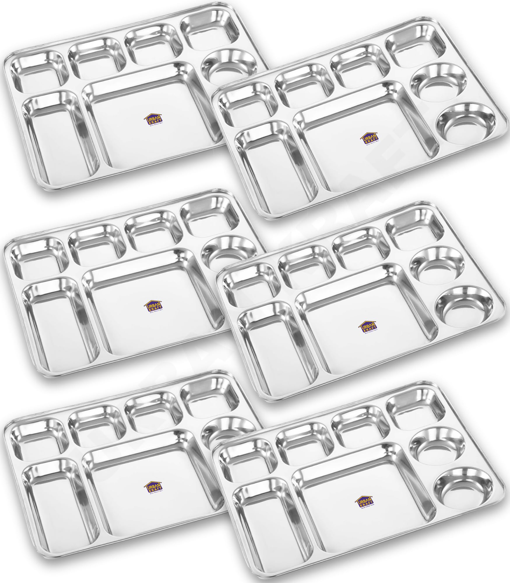Buy URBAN KRAFT 8in1 Stainless Steel Plates with Compartments Pack of 6 ...