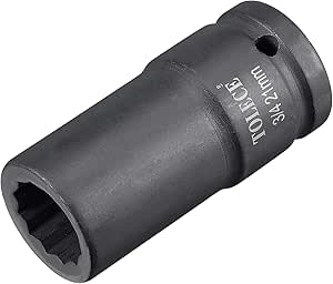 uxcell 3/4-Inch Drive 21mm 12-Point Deep Impact Socket, CR-MO Steel 78mm Length, Metric Sizes ...