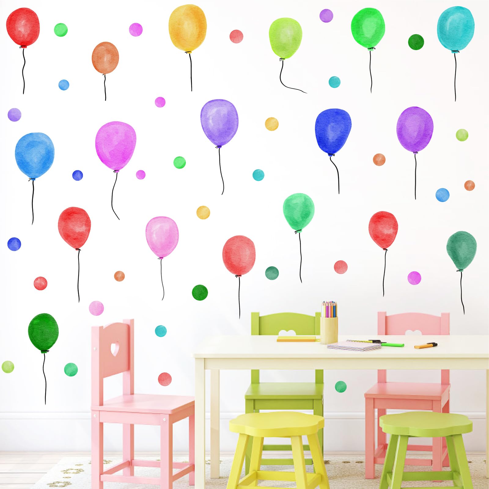 Colorful Balloon Wall Decals Large Balloon Wall Stickers Peel and Stick ...