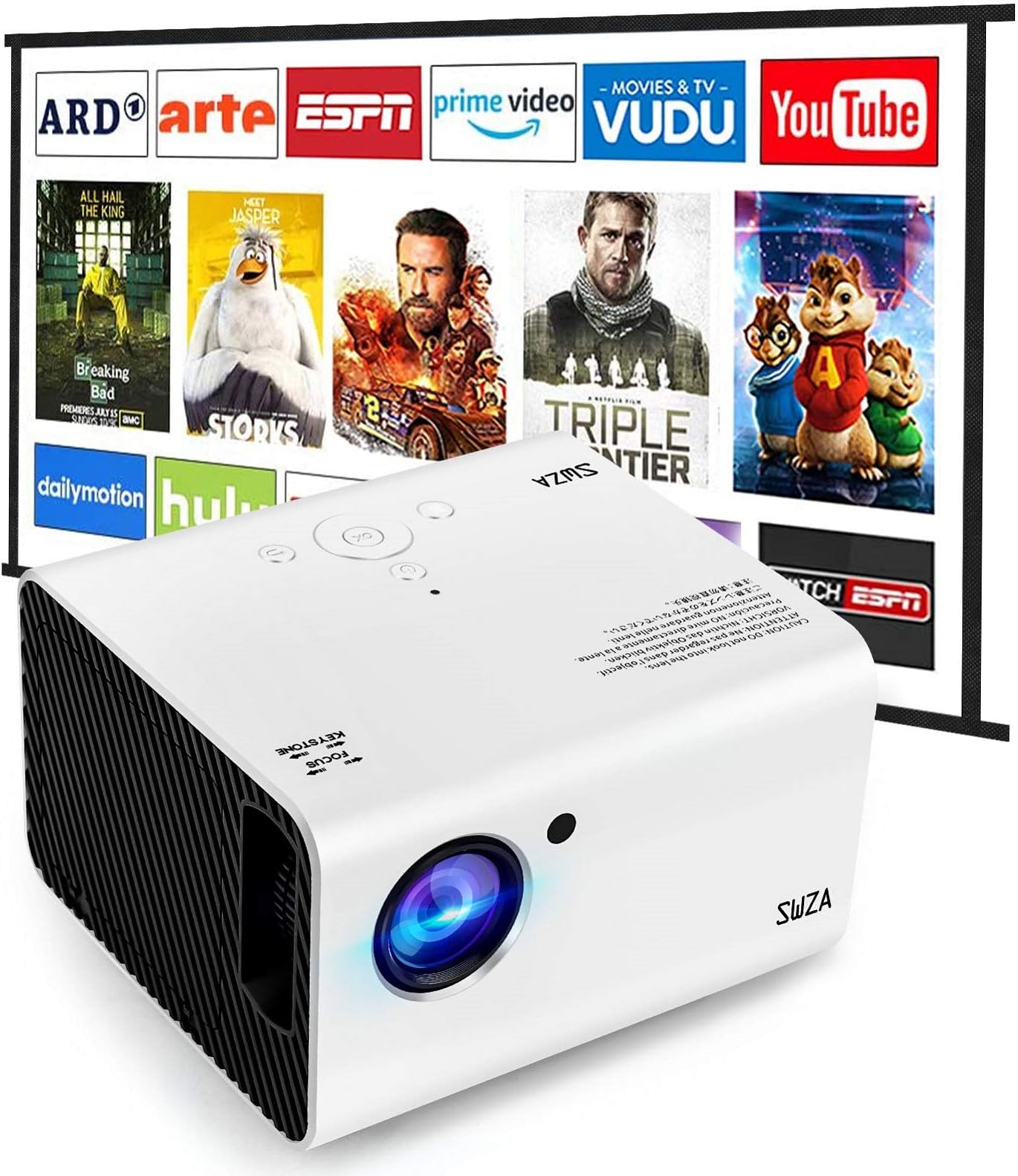 Amazon.com: Portable Projector, SWZA Native 1920x1080P Movie Video ...