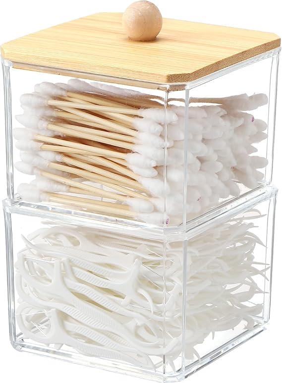 Amazon.com: Qtip Holder Acrylic Container for Cotton Swab, Cotton Pads ...