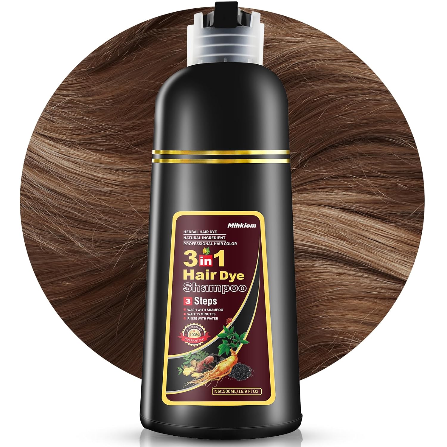 Amazon.com : Mihkiom Dark Brown Hair Dye Shampoo 3 in 1 for Women & Men ...