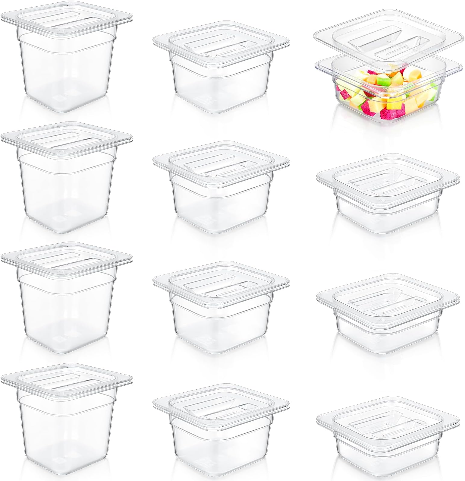Amazon.com: Sieral Clear 1/6 Size Food Pan Restaurant Containers with ...