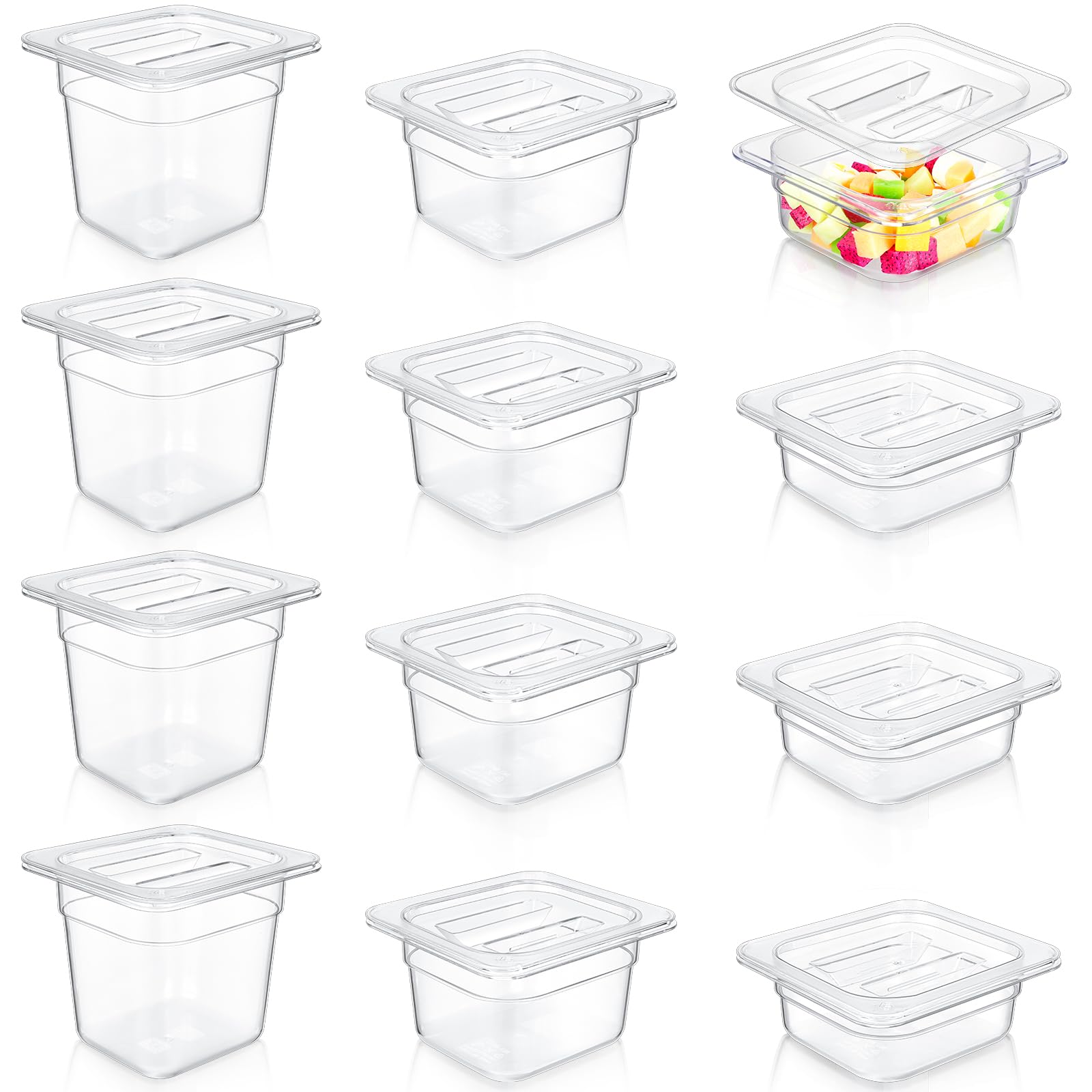 Amazon.com: Tioncy 12 Pcs Clear Food Pans with Lids Salad Bar ...
