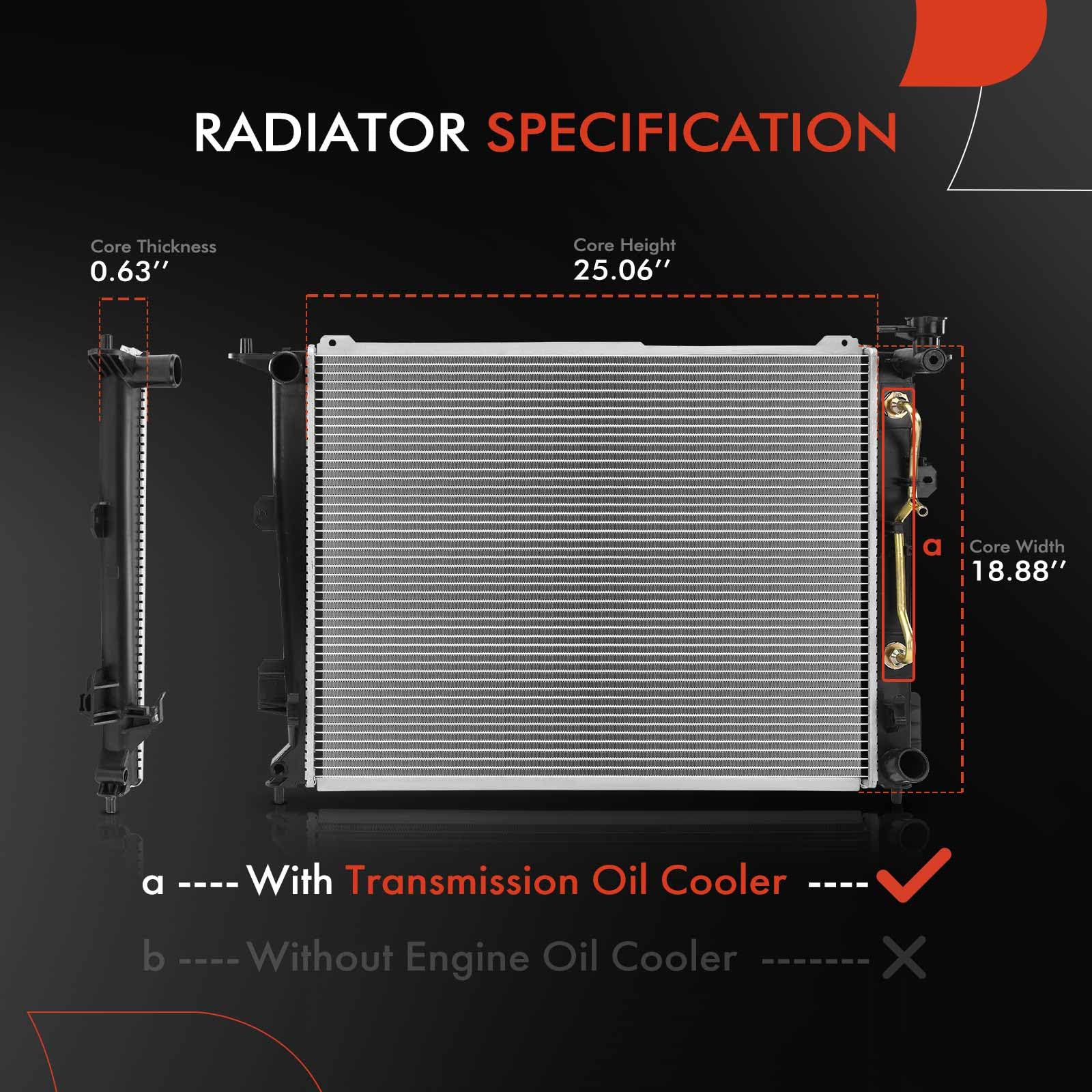 A-Premium Engine Coolant Radiator with Transmission Oil Cooler ...