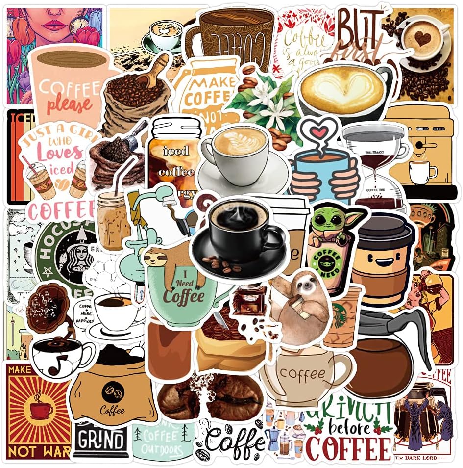 Amazon.com: 50pcs Coffee Stickers,Lovely Coffee Cup Stickers for Kids ...