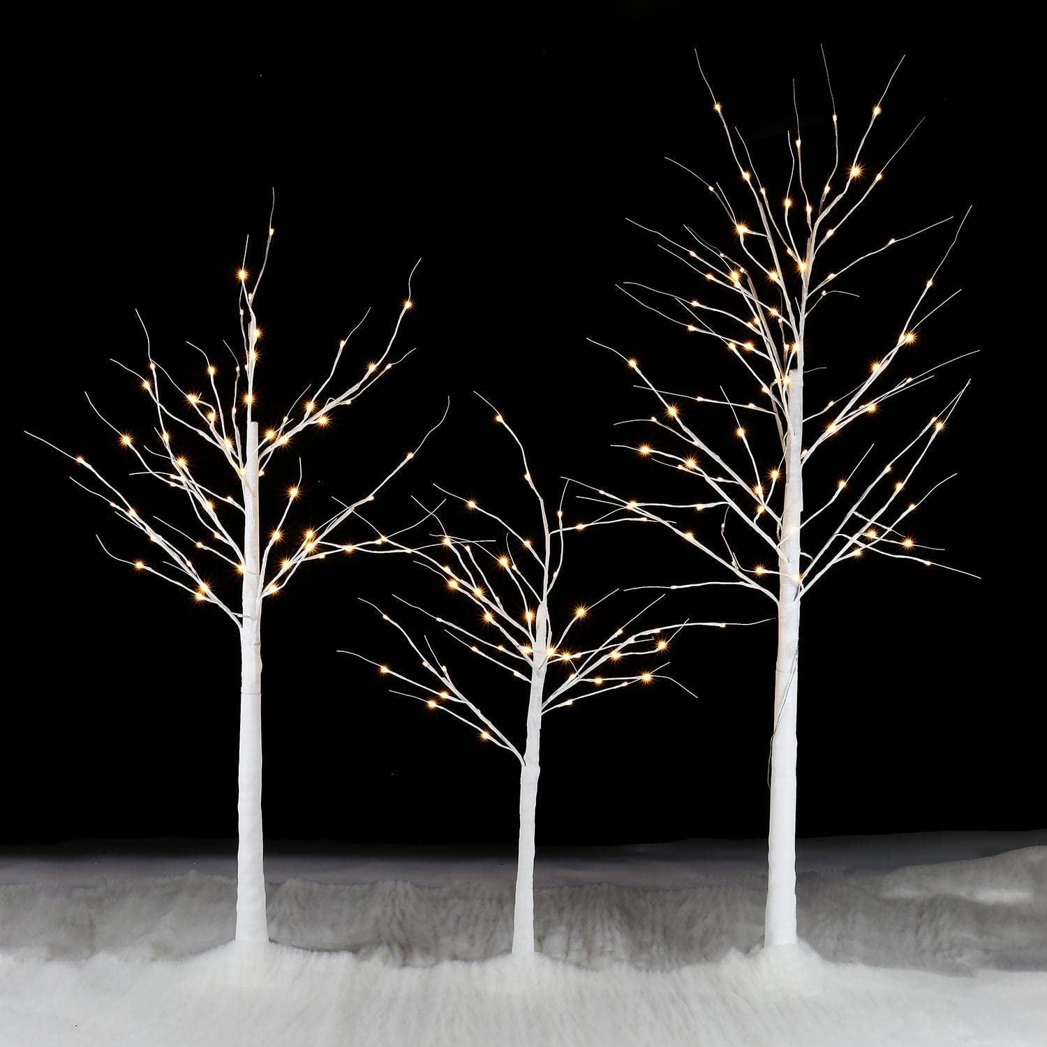 4FT White Pre-lit Twig Tree - Tabletop Birch Tree | 52 Warm White LED's ...