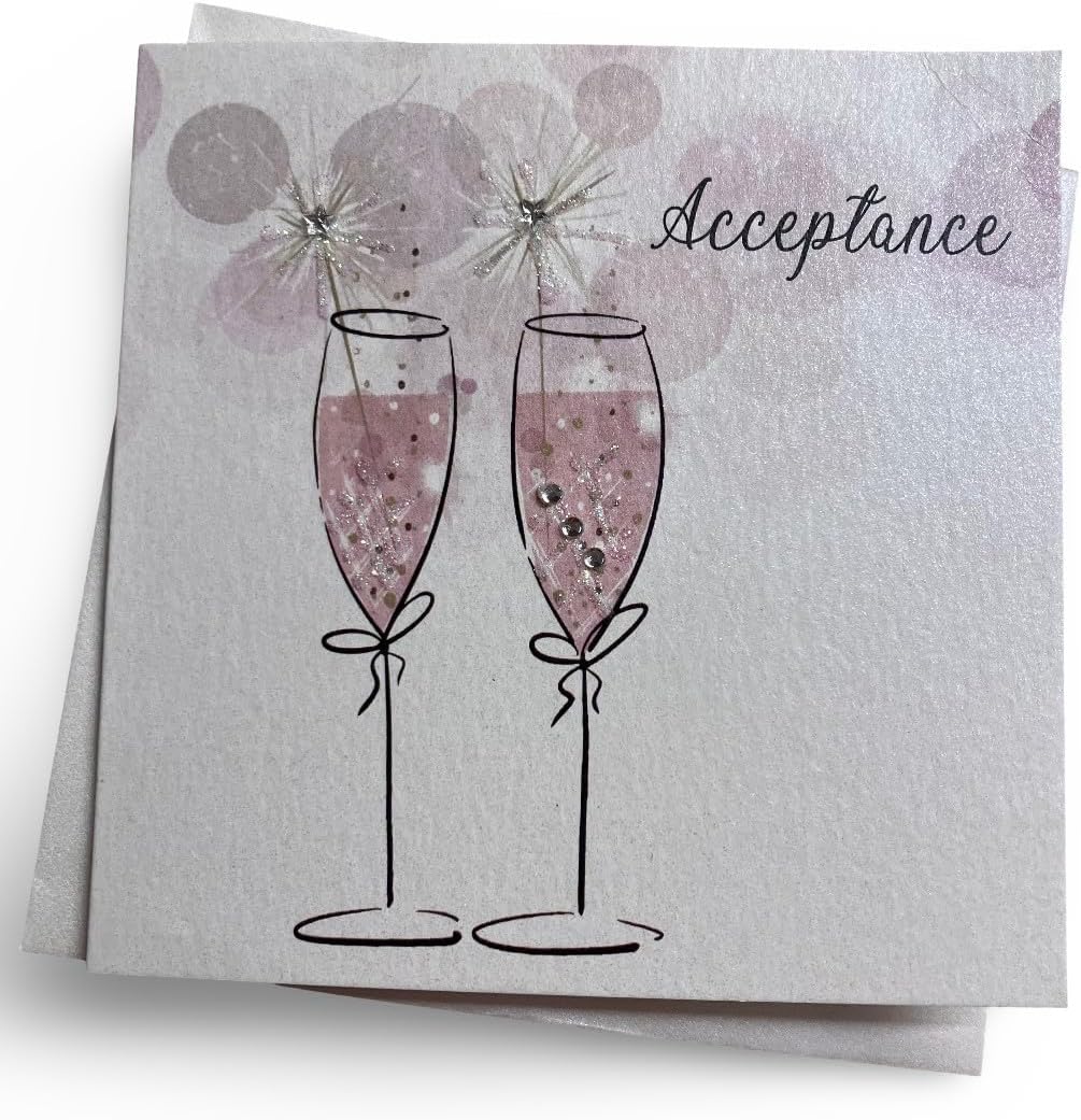 Claire Giles Hearts and Stars Wedding Acceptance Card,Silver/White,15cm ...