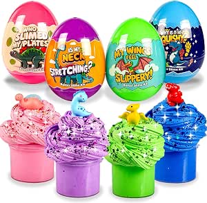 Amazon.com: Waybla Dinosaur Butter Slime Kit for Kids – 4-Pack Colorful ...
