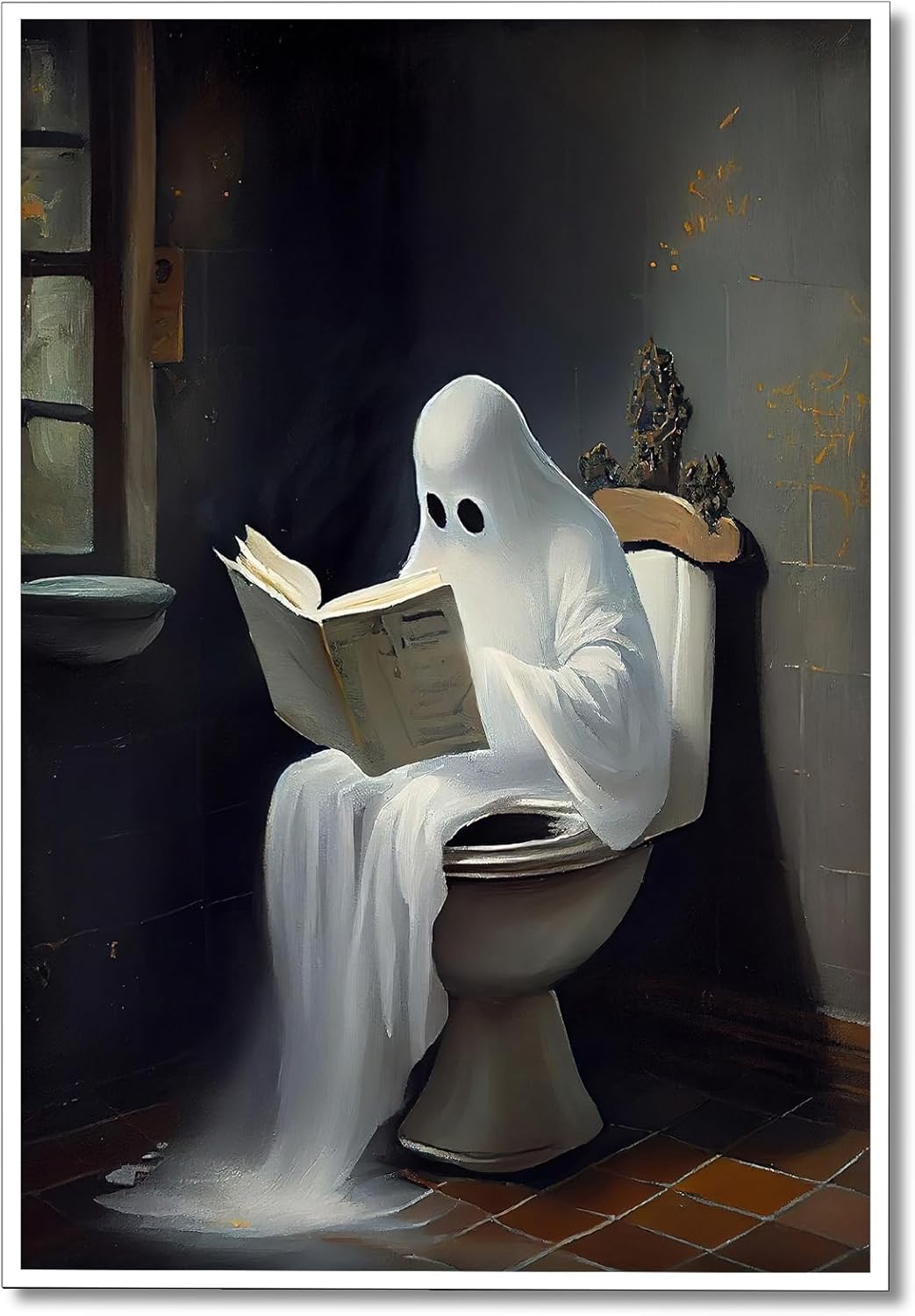 Amazon.com: Generic Ghost on Toilet, Ghost in Bathroom Print Funny ...