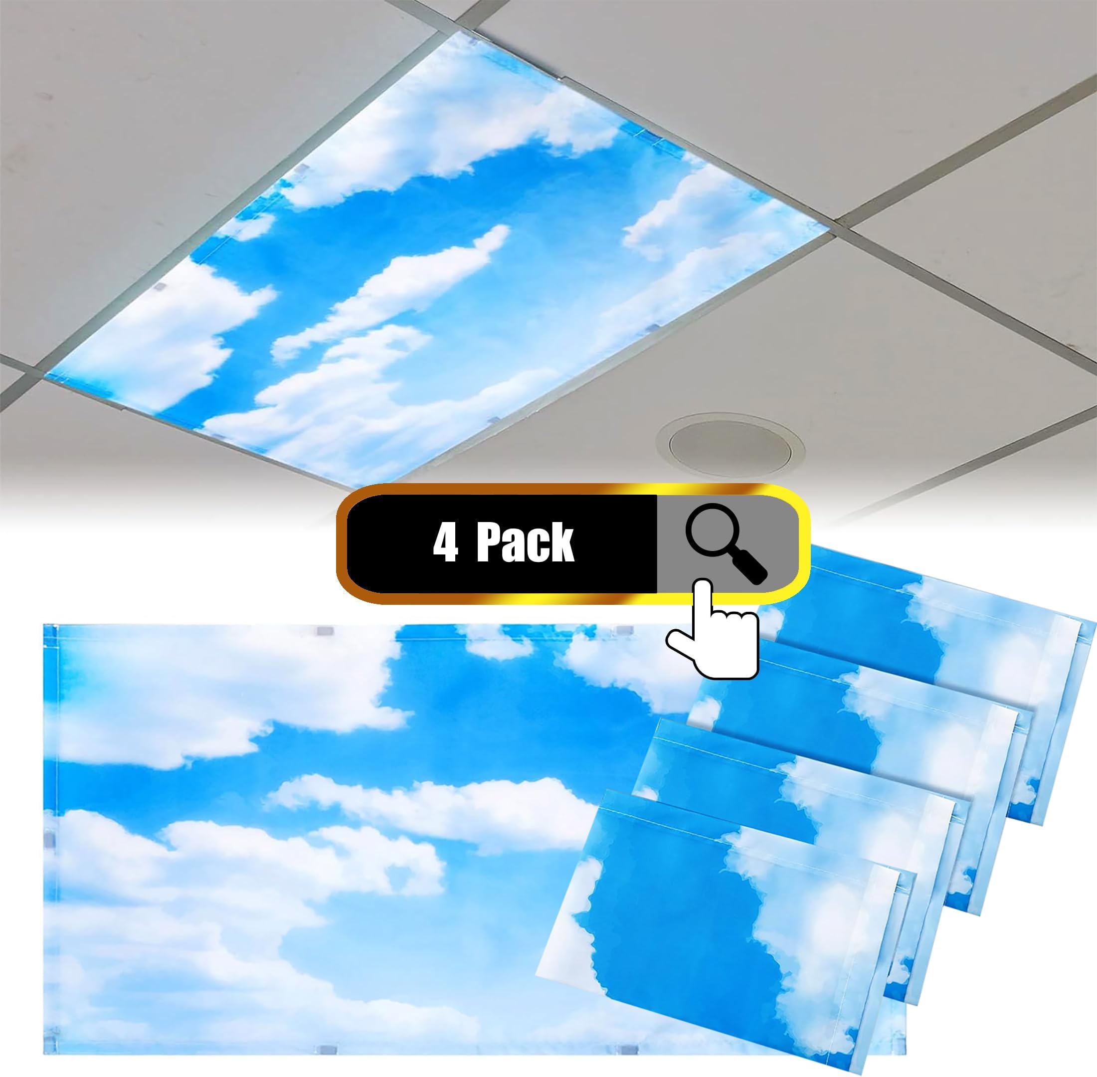 2Pcs Fluorescent Light Cover for Ceiling Light-Sea View Magnetic Light Covers,Ceiling Light ...