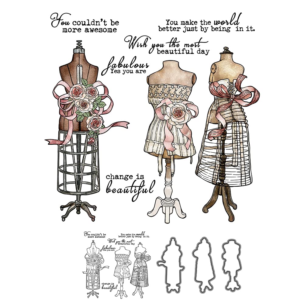 Amazon.com: Sewing Beautiful Women Dress On The Hanger Stamps and Dies ...