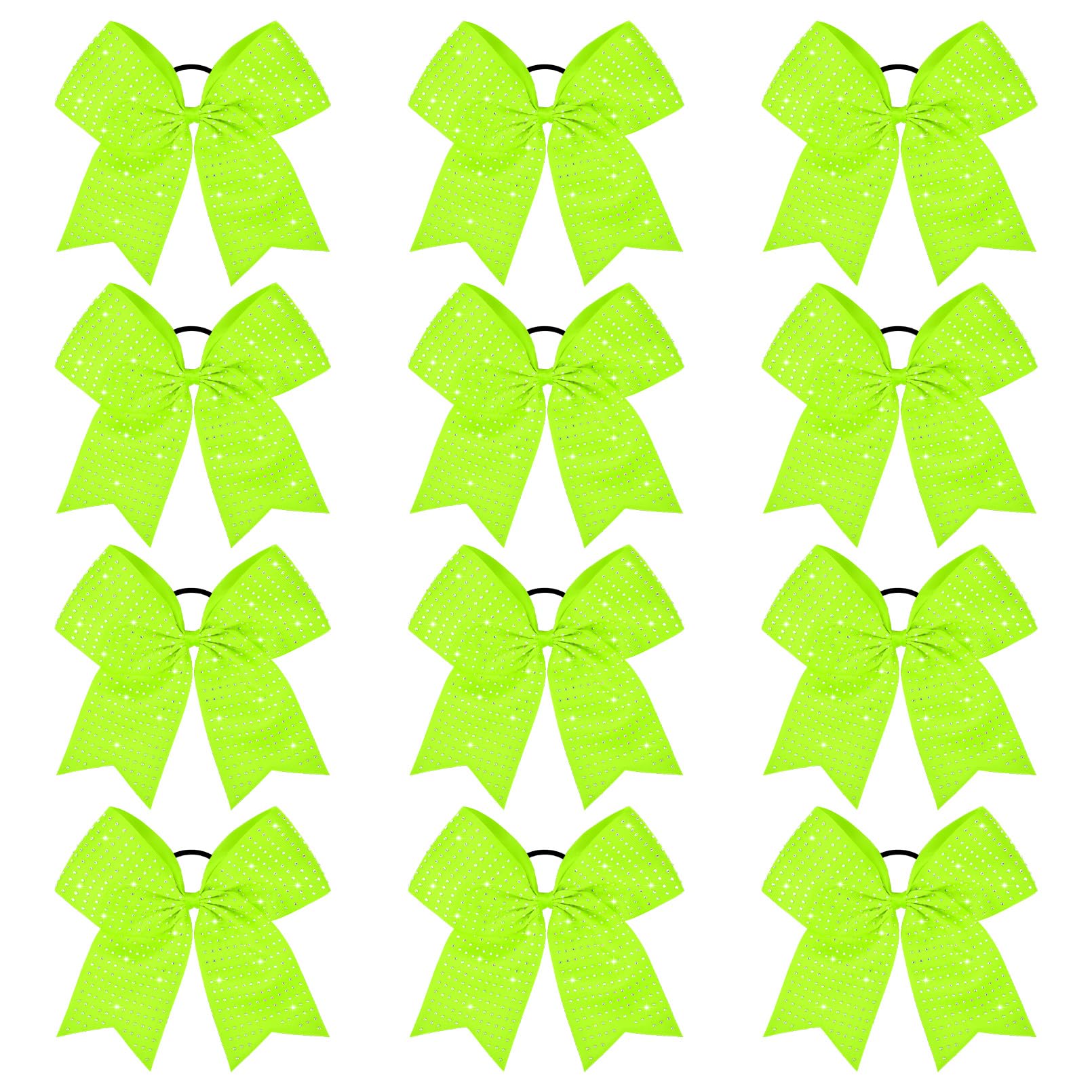Amazon.com : CEELGON 12 PCS Neon Green Glitter Cheer Bows Large 8” Full ...