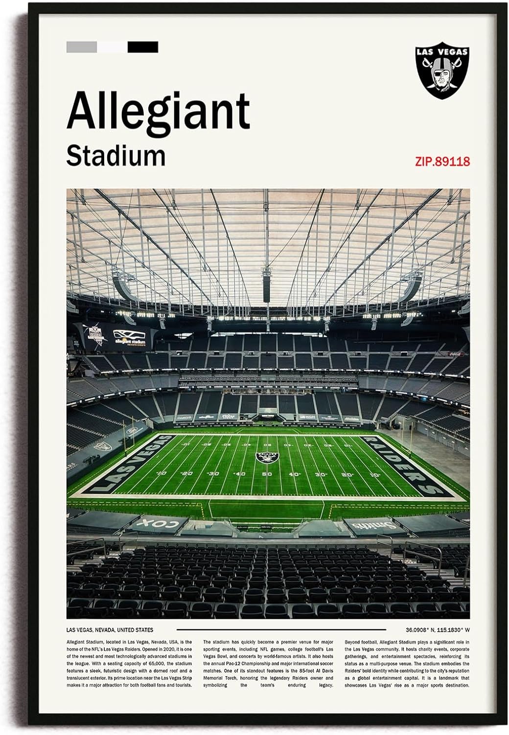 Amazon.com: SPASAV (Unframed 16"x24") AllegiantStadium Canvas Print ...