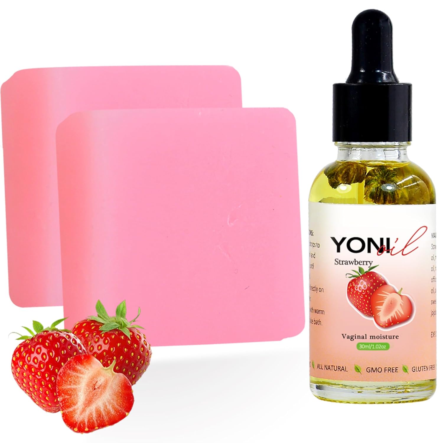 Amazon.com : Aromlife Strawberry Yoni Oil Soap Bar & Oil Set of 3 ...