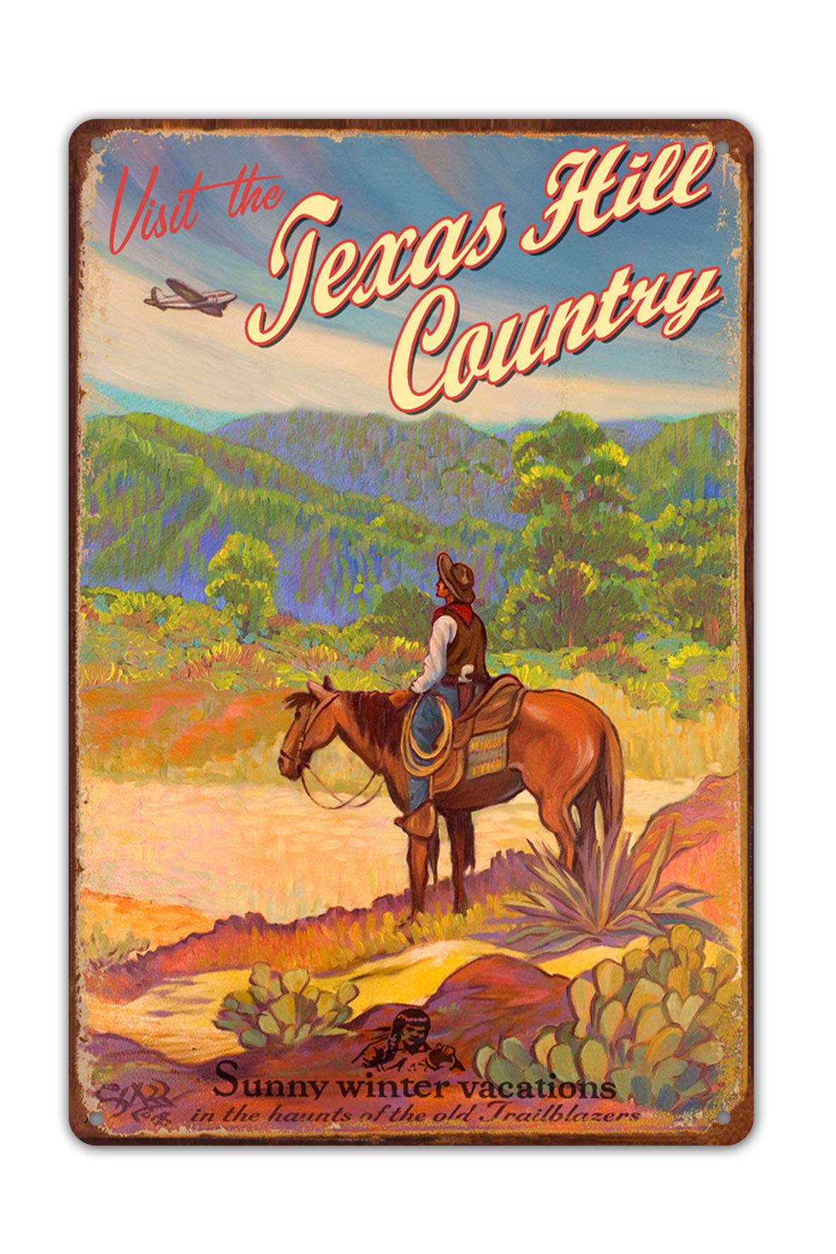 Amazon.com: HomDeo Wall Decor Metal Signs Personalized Texas Hill ...
