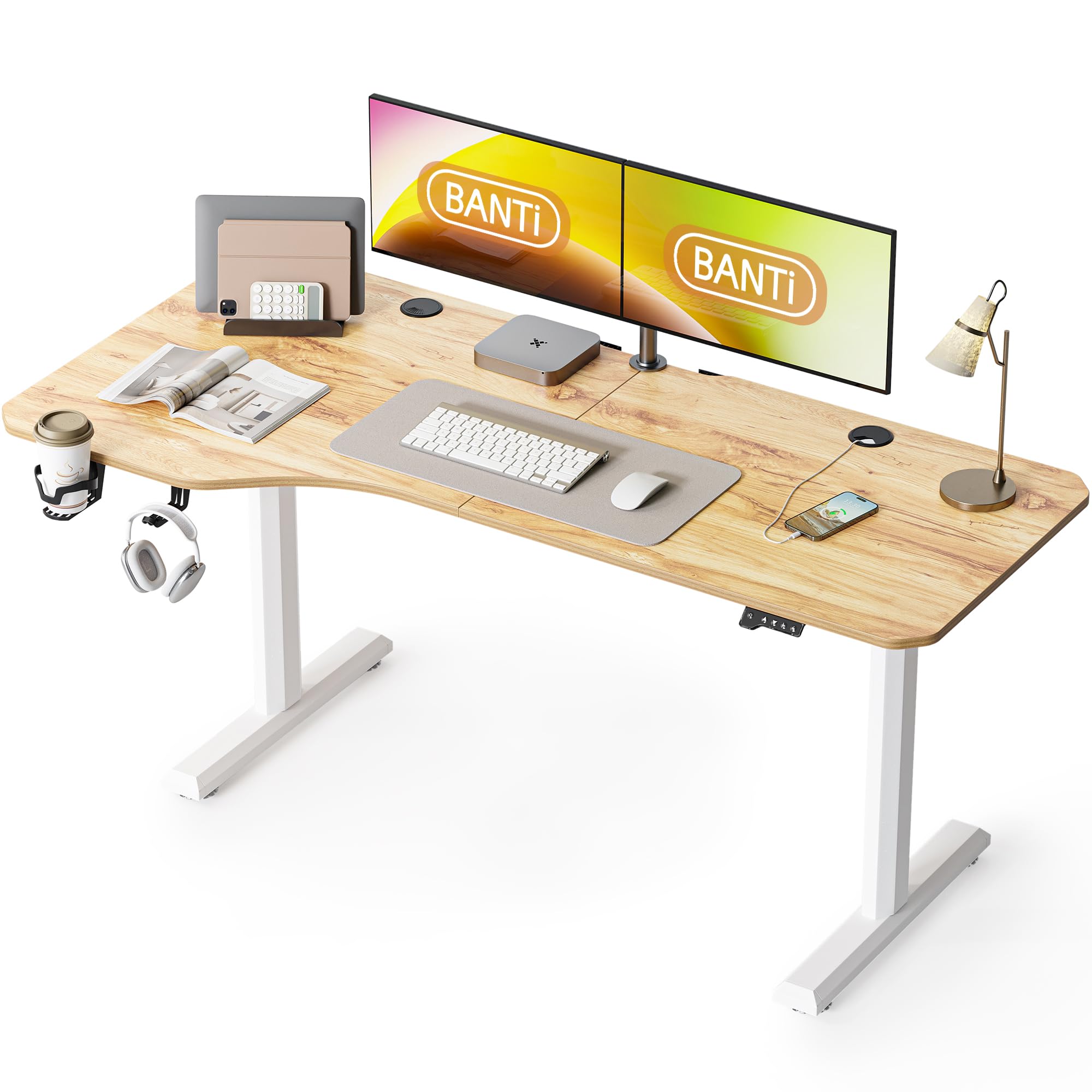 Snapklik.com : 63"x28" L Shaped Standing Desk, Electric Stand Up Height ...