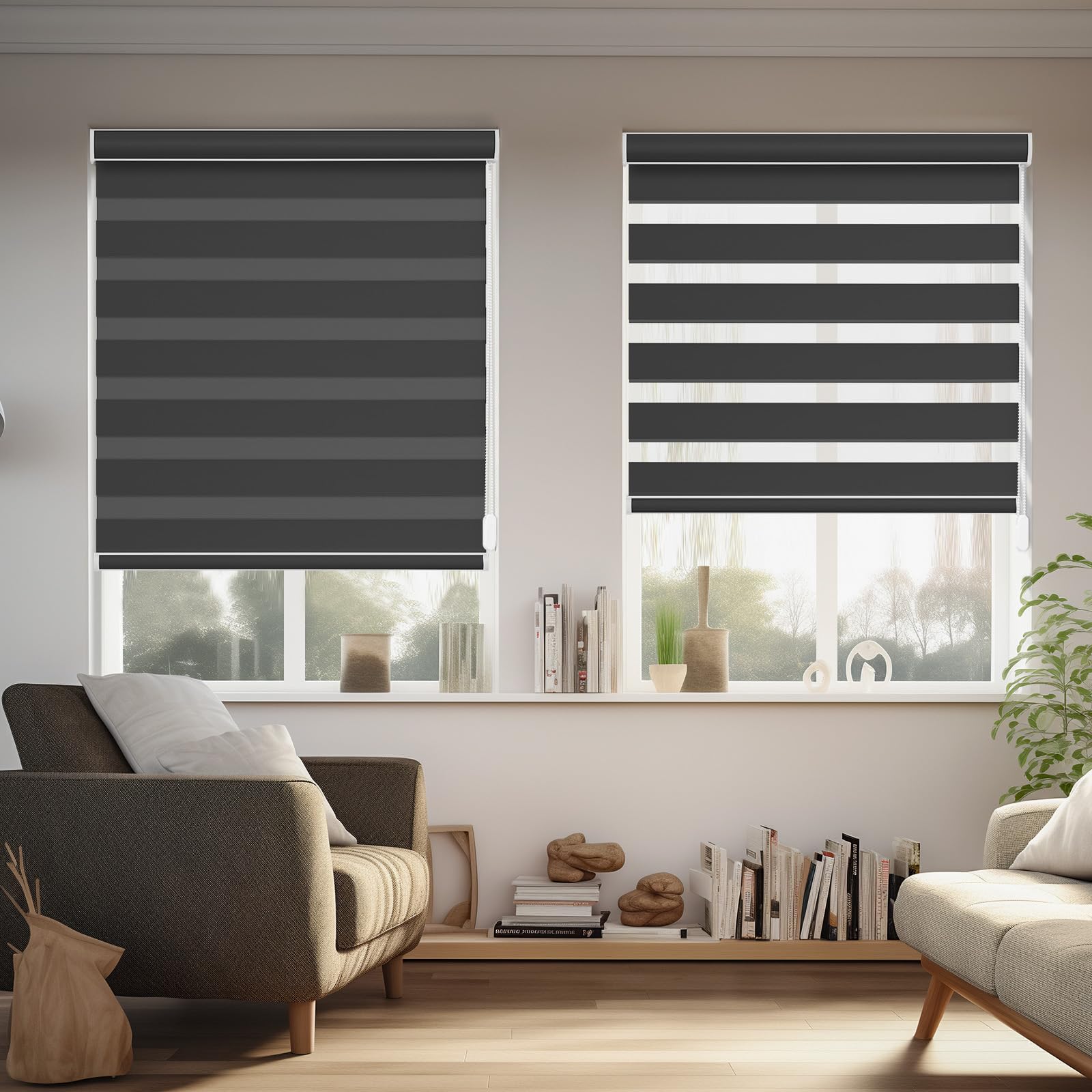 Amazon.com: Changshade Zebra Blinds for Indoor Windows with Cord Custom Size, Blackout Zebra ...