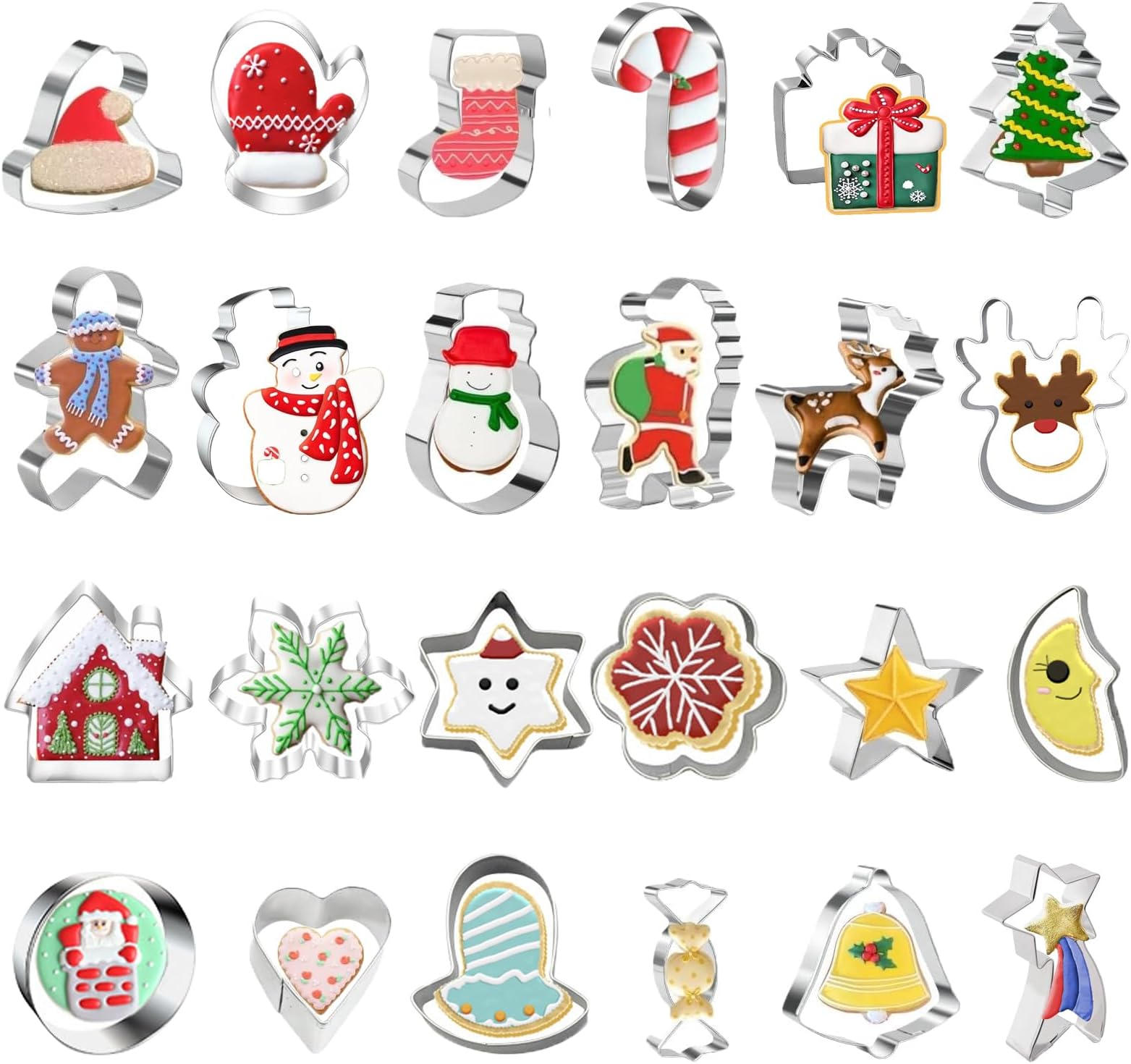 Amazon.com: 20 Pcs Christmas Cookie Cutters, Hibery Holiday Cookie ...
